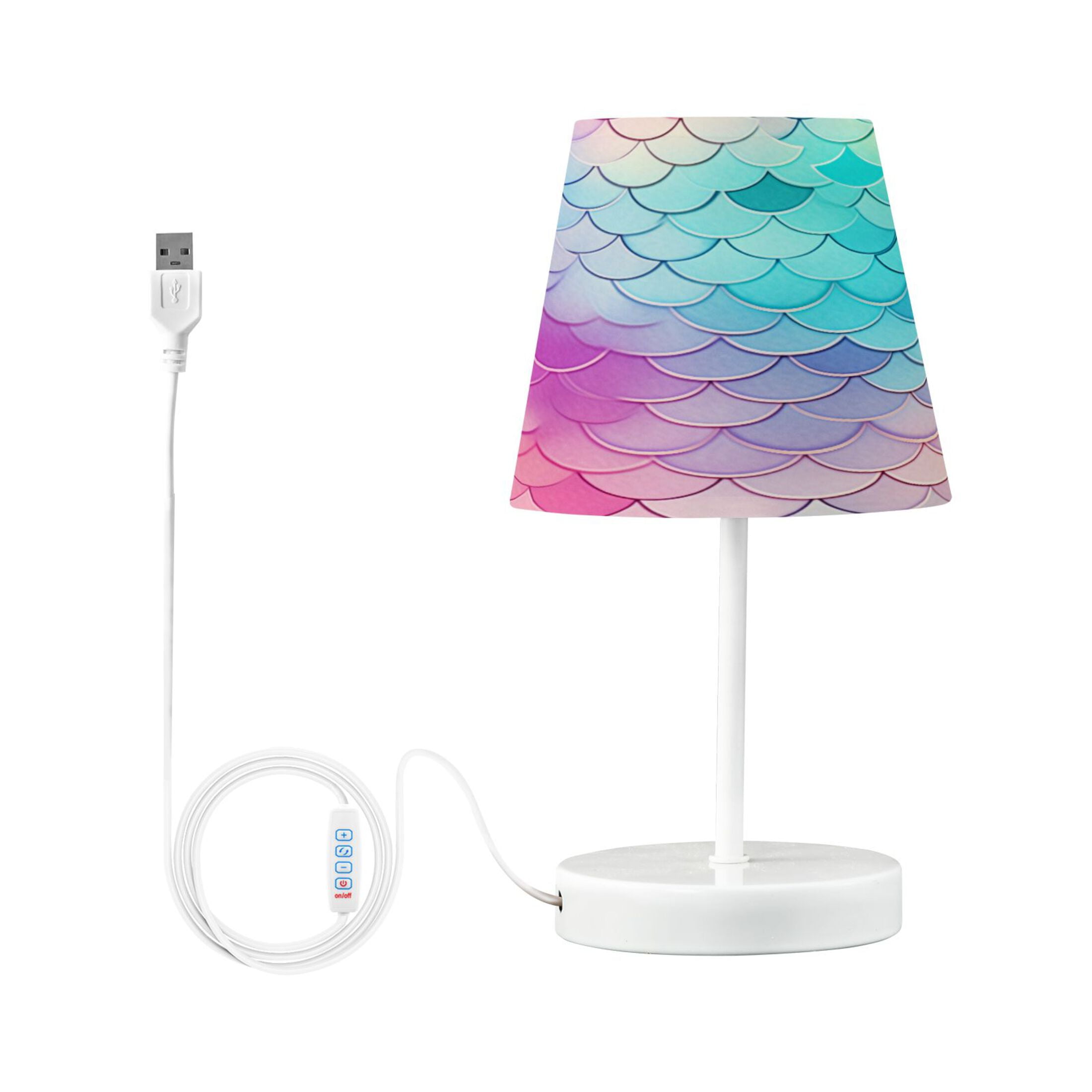 Rainbow Fish Scale Desk Lamp LED Table Nightstand Lamps with 3 Color ...