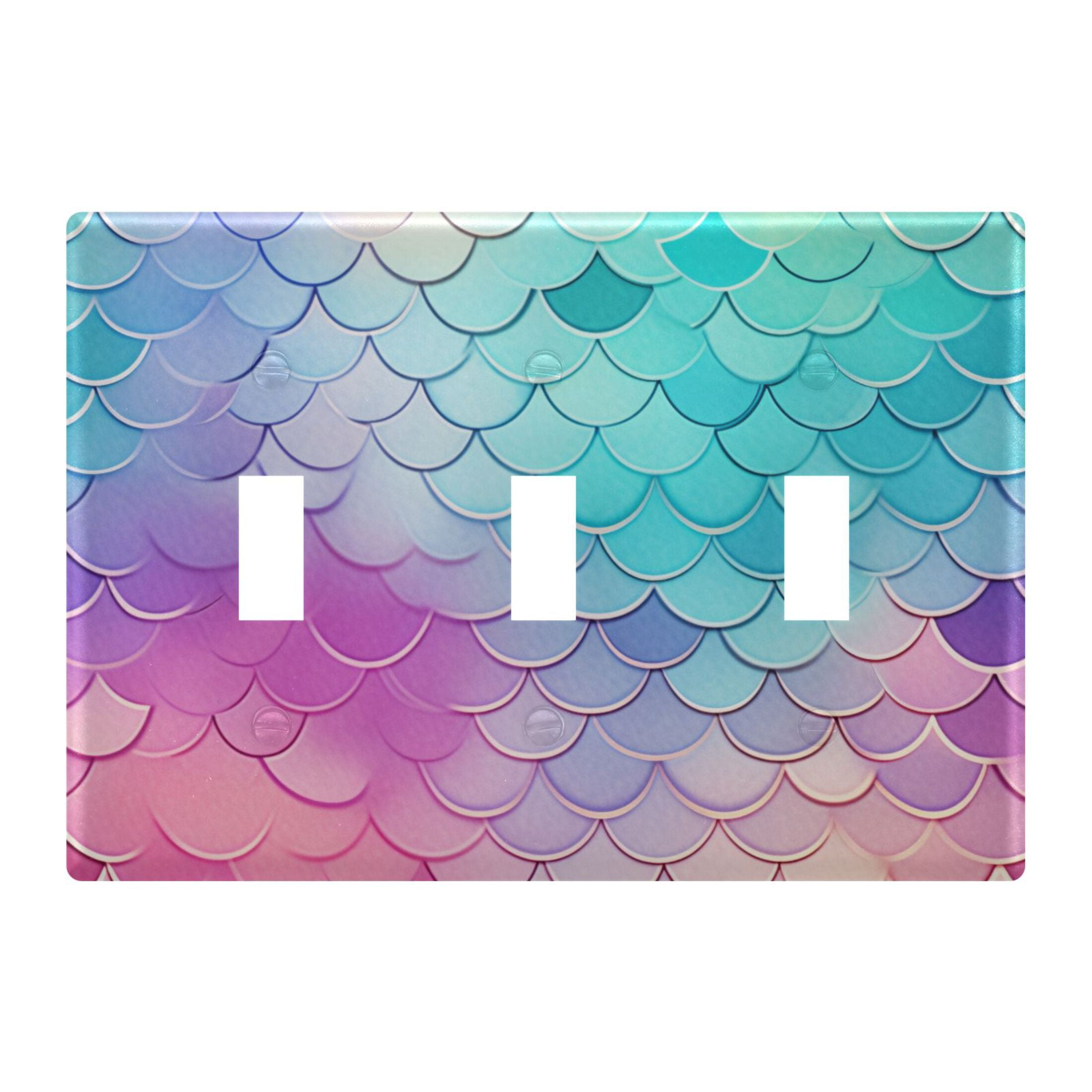 Rainbow Fish Scale Light Switch Plate Covers 3 Gang Wall Plate Plastics ...