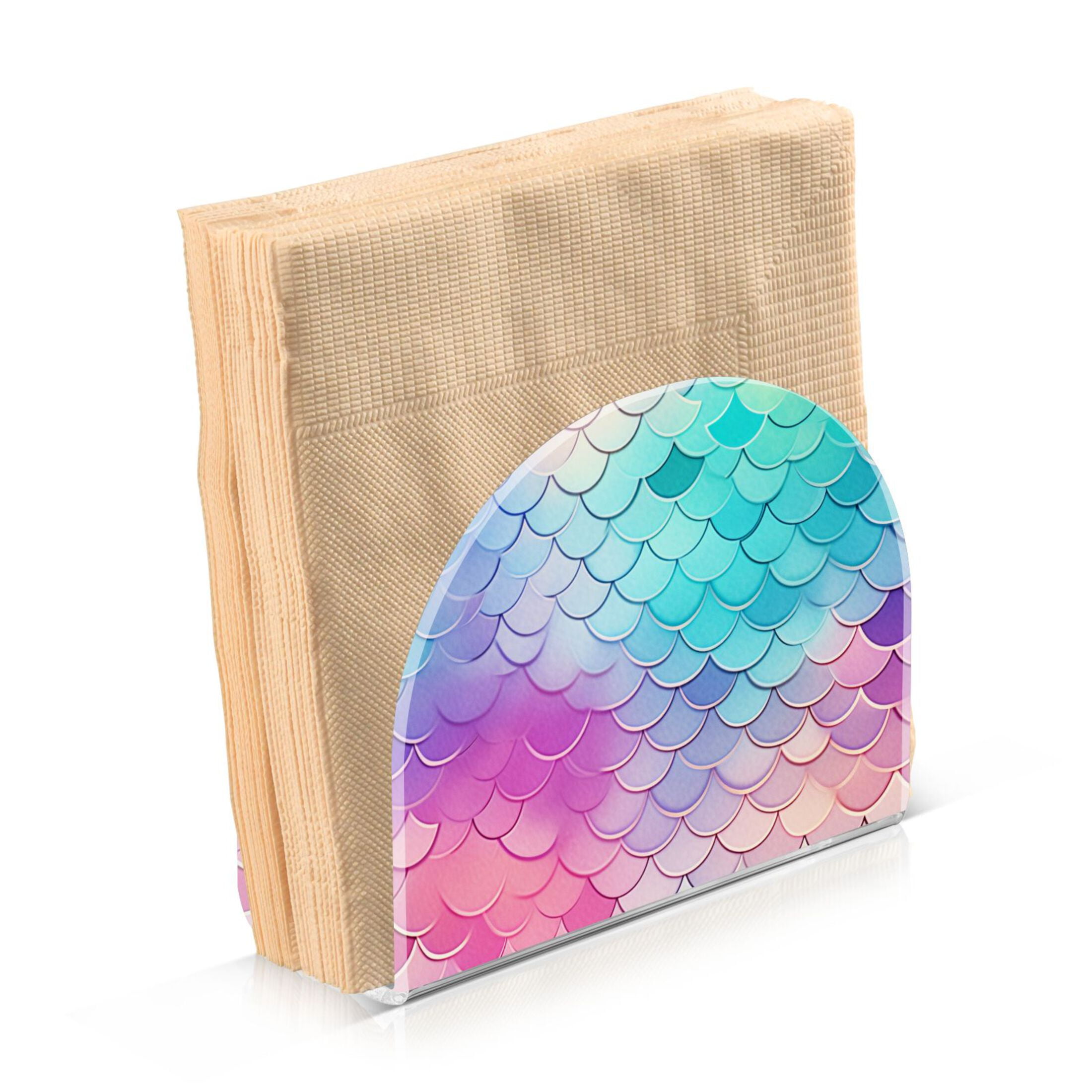 Rainbow Fish Scale Napkin Holder for Table Acrylic Clear Tissue ...