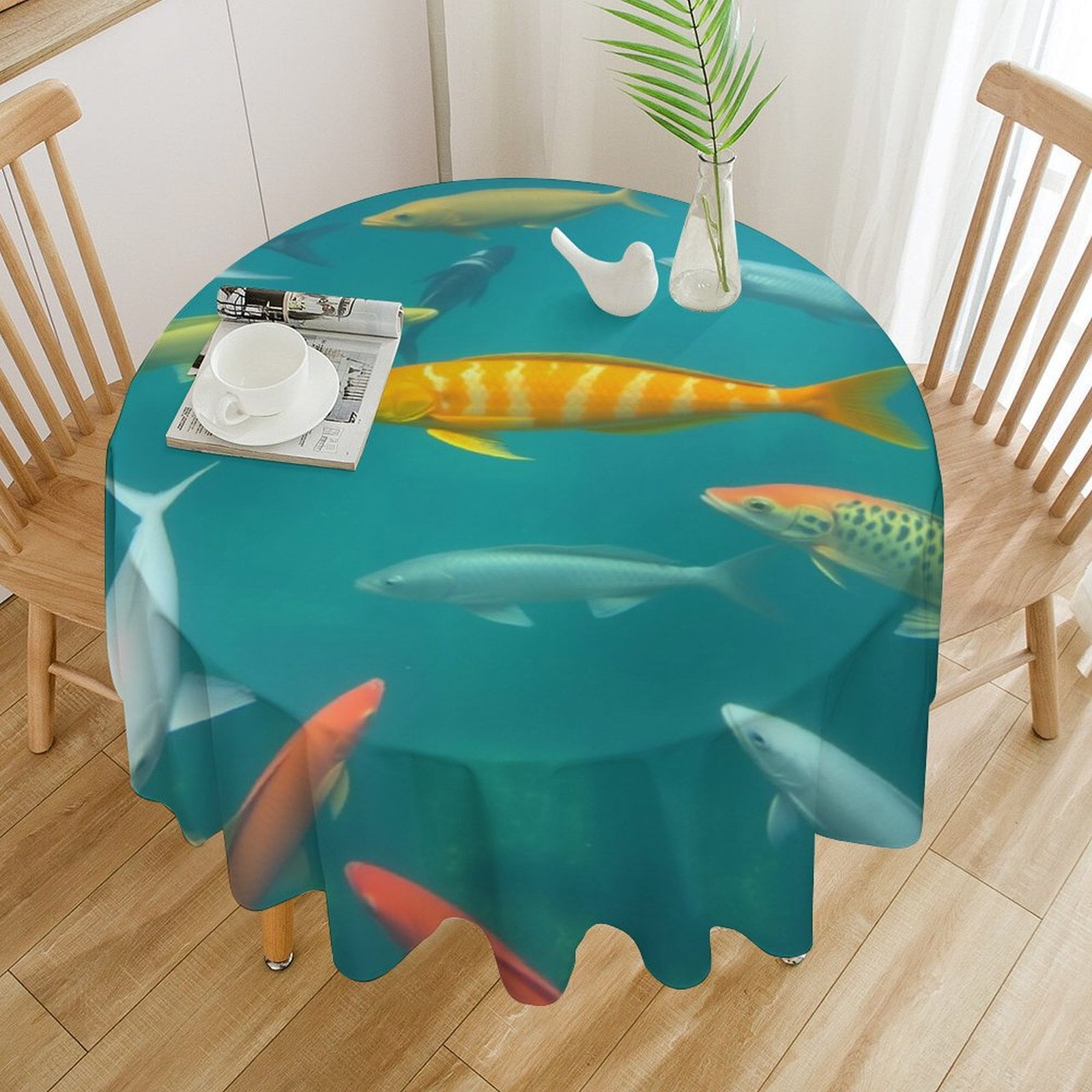 Rainbow Fish Table Cloth Round PVC Wedding Kitchen Dining Desk Table ...