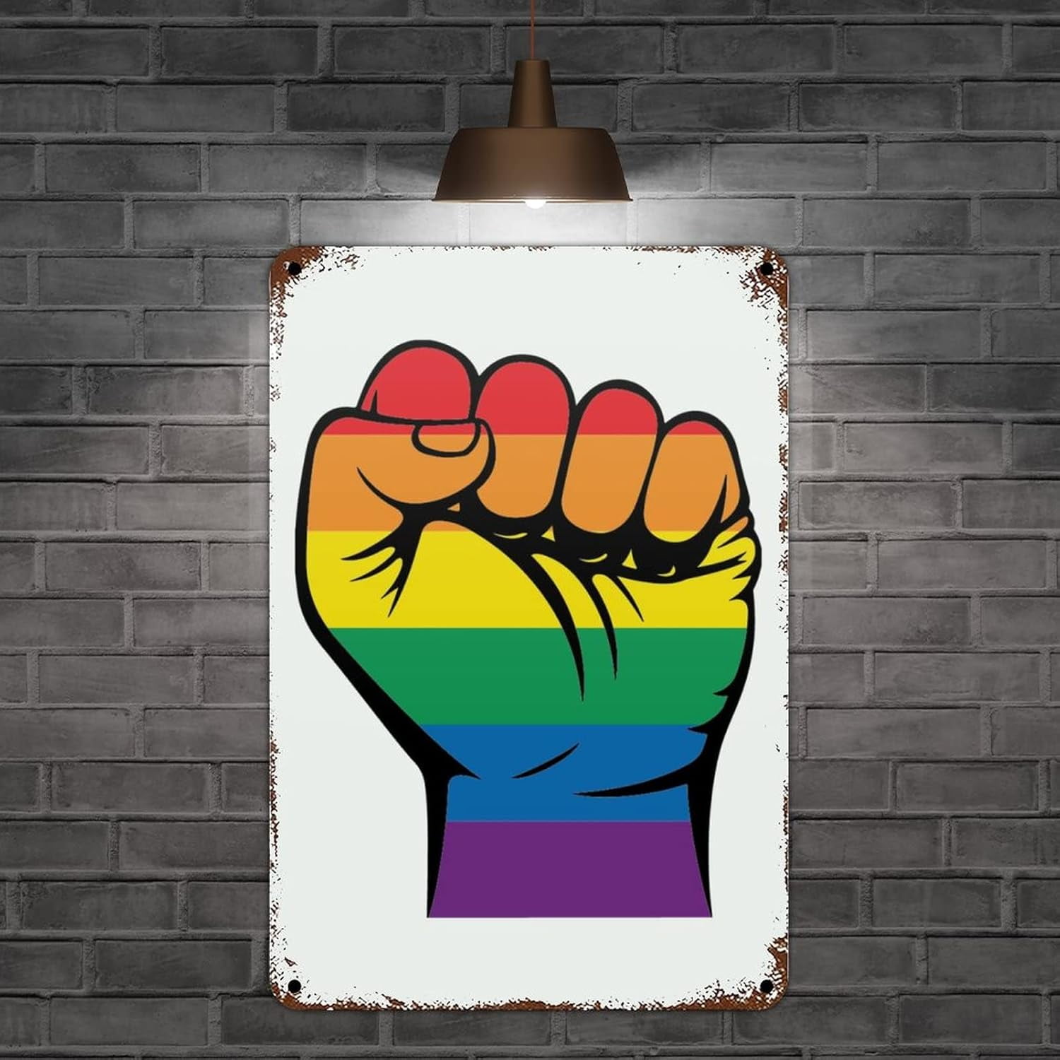 Rainbow Fist Pride Lgbtq Metal Sign Gay Pride LGBT Same Gay Metal Sign ...