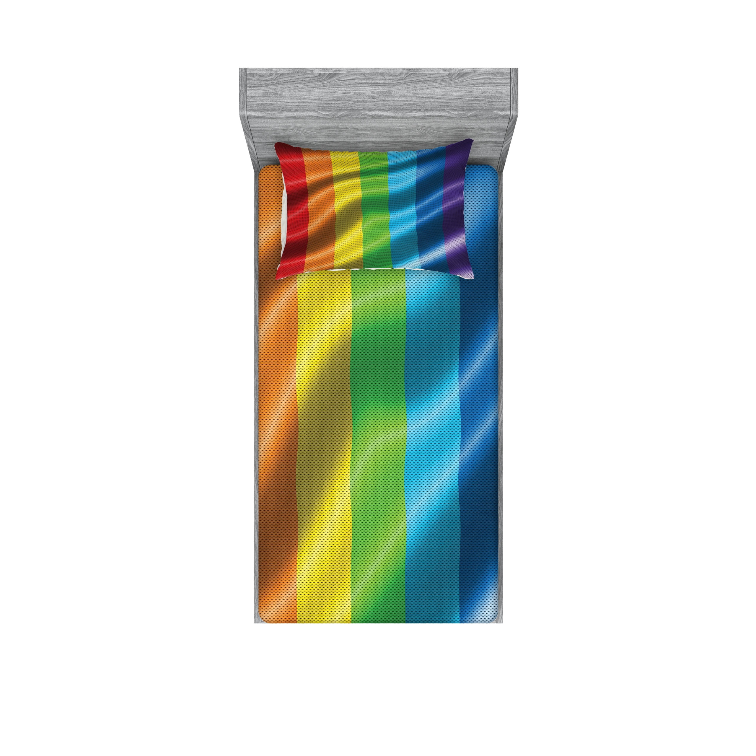 Rainbow Fitted Sheet & Pillow Sham Set, Pride Flag Inspired Design with ...