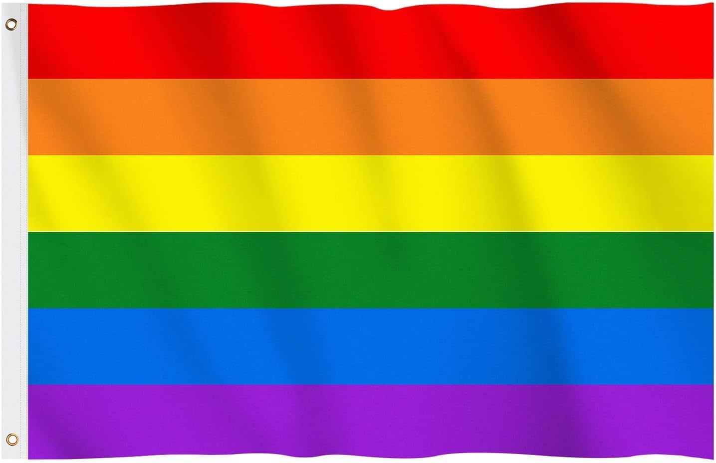 Rainbow Flag, Gay Pride Flags 100% Polyester Silk Printed, Bright and ...