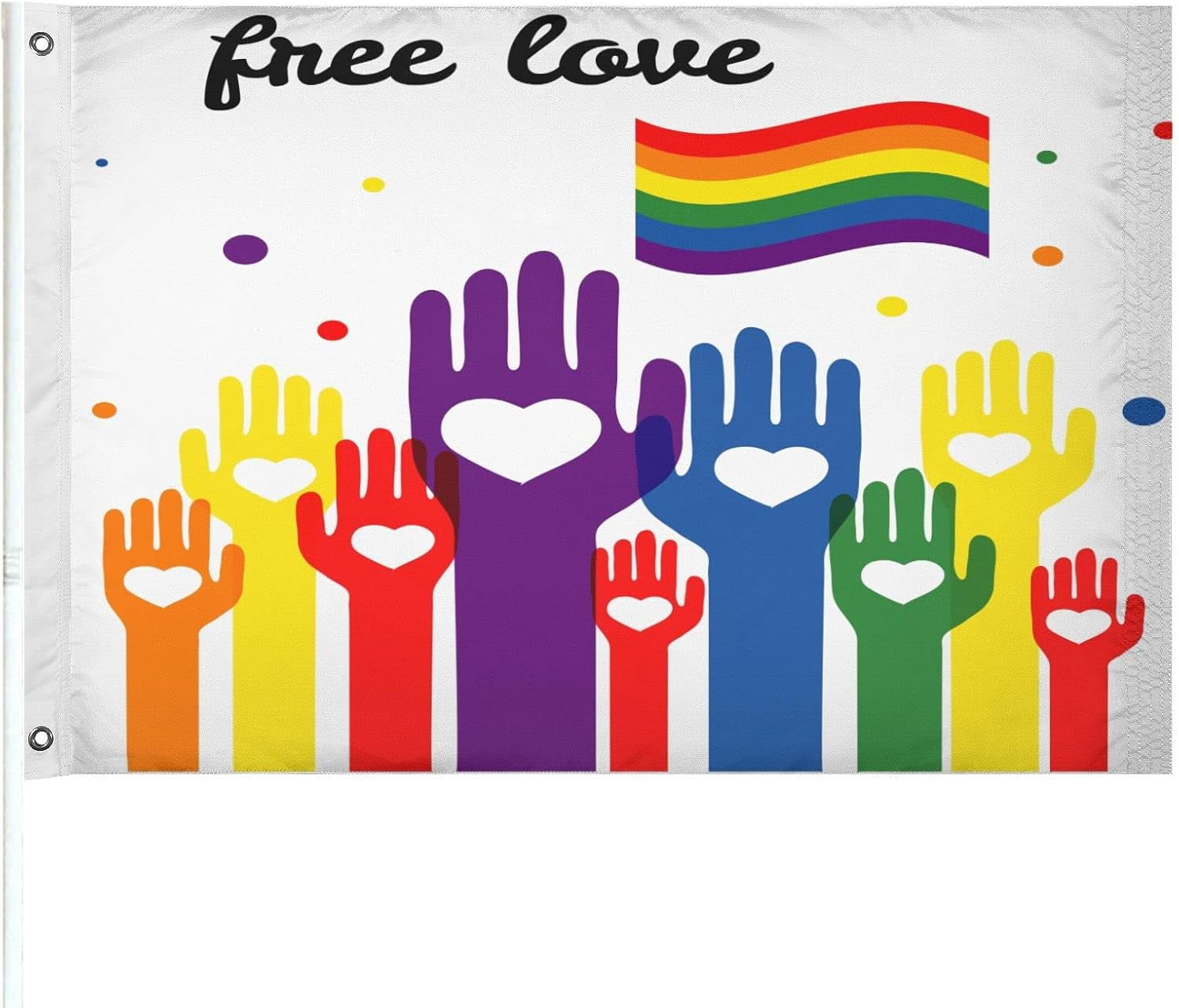 Rainbow Flag Outdoor Hands Hearts Garden Flag for Outside Funny Flags ...