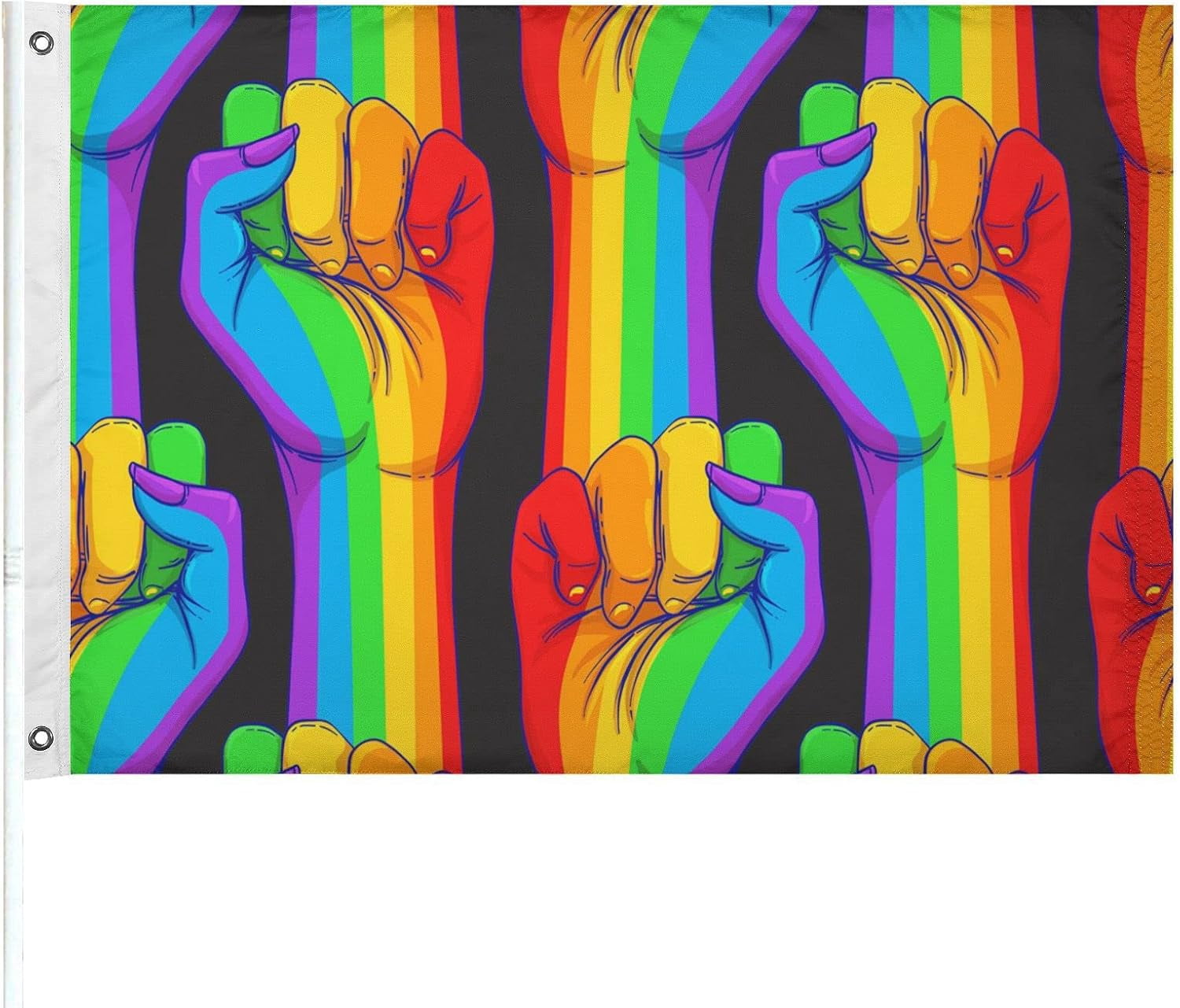 Rainbow Flag Outdoor Striped Hand Fist Garden Flag for Outside Funny ...