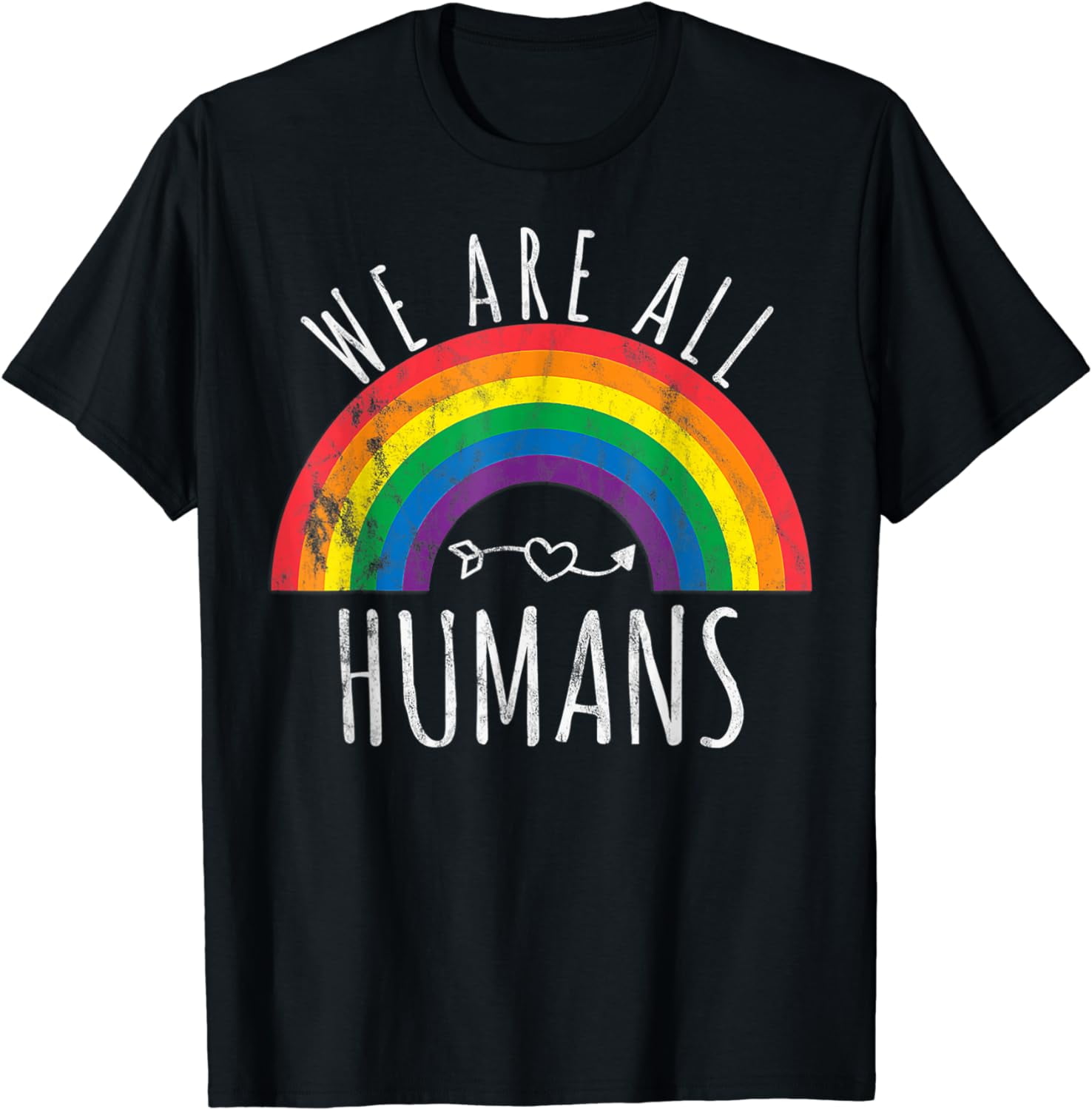 Rainbow Flag We All Human Pride LGBT Inspirational T-Shirt - Walmart.com