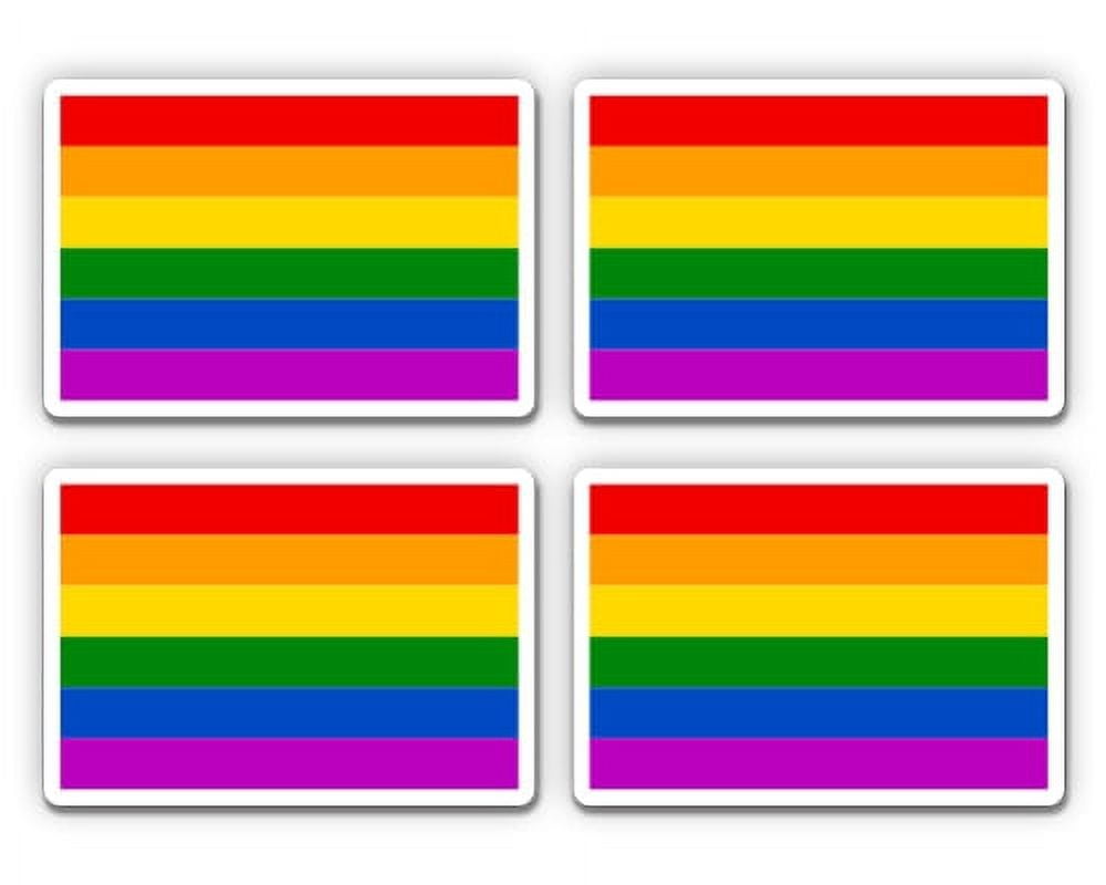 Rainbow Flags Gay Pride Set of 4 - 3" each Vinyl Sticker - For Car ...