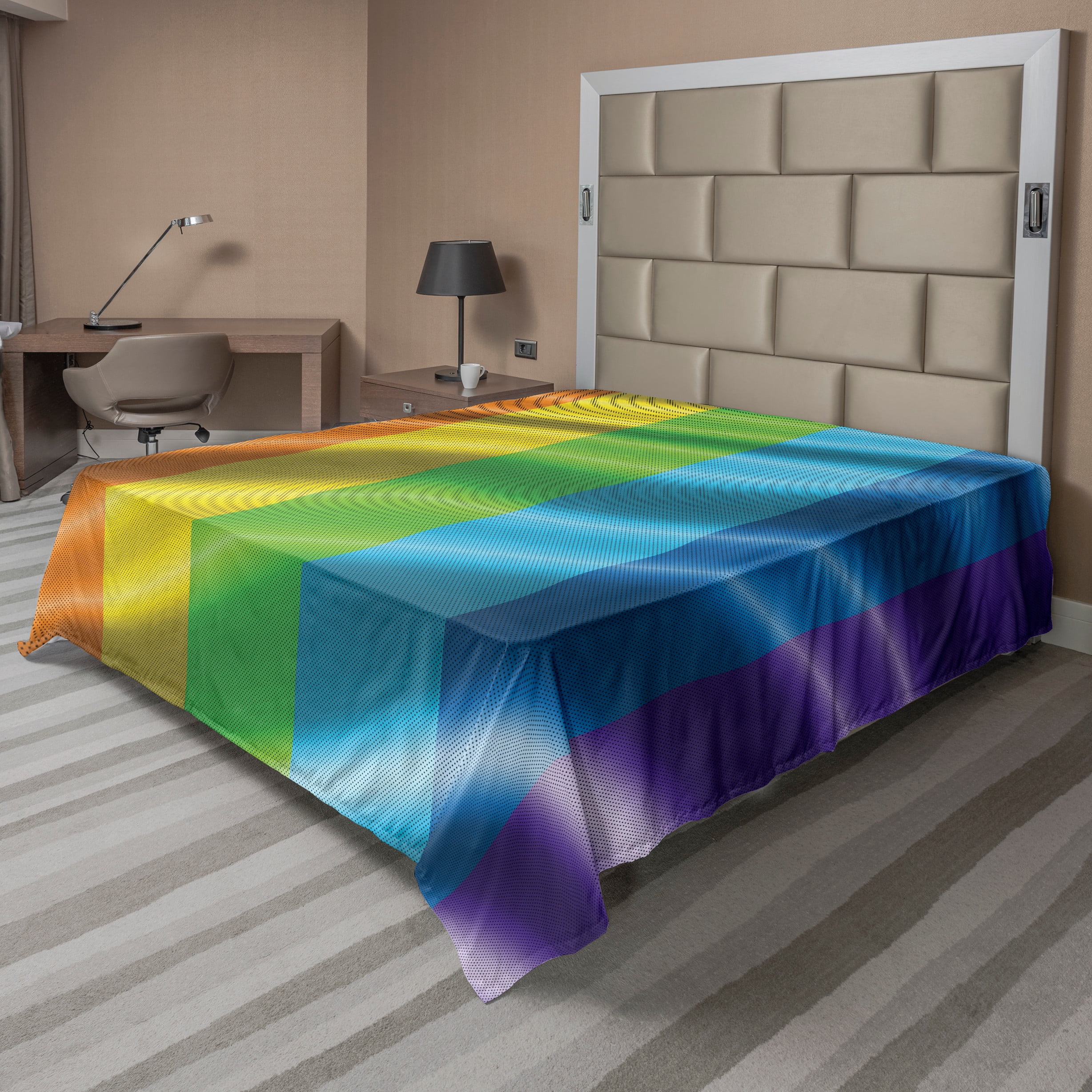 Rainbow Flat Sheet, Pride Flag Inspired Design with Vivid Colors Love ...