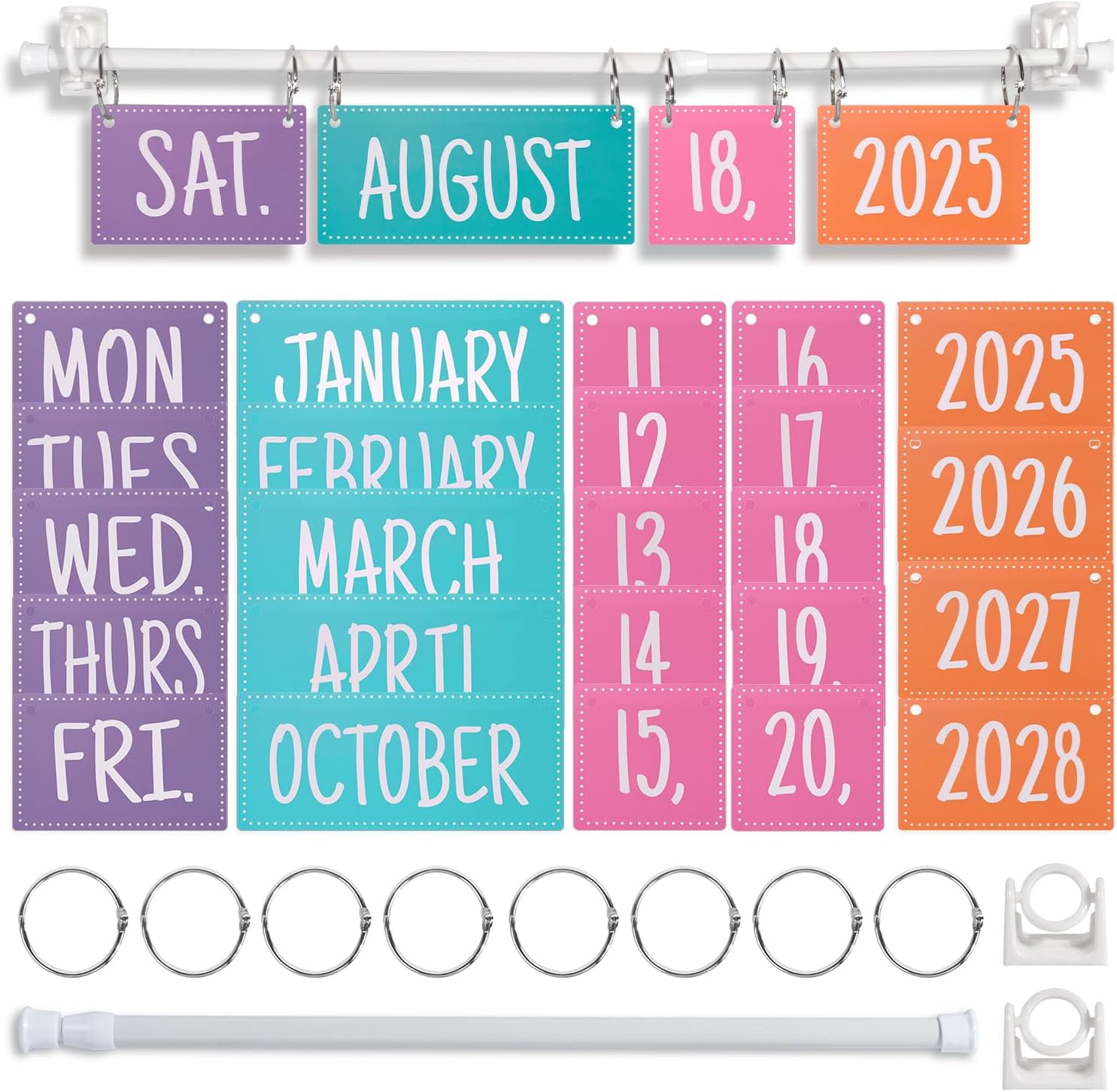 Rainbow Flip Calendar Bulletin Board Set with Holder, Adjustable ...