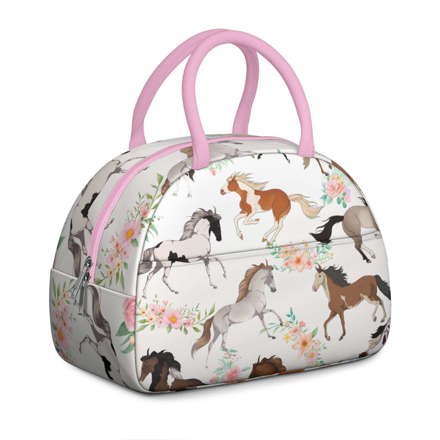 Rainbow Floral Thermal Lunch Bag - Horse Lovers' Insulated Lunch Box ...