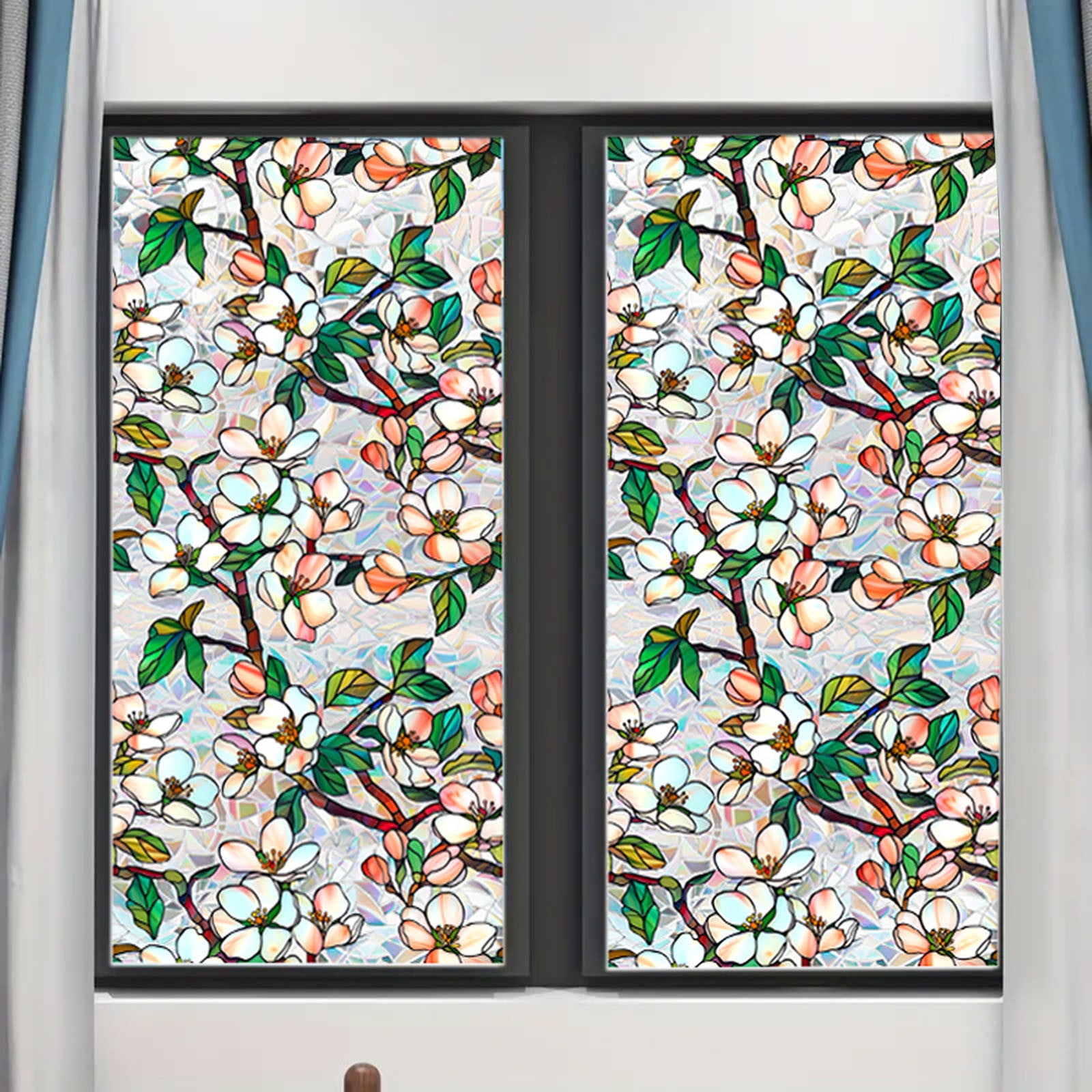 Rainbow Floral Window Decal for Glass Doors - Removable Cling with ...