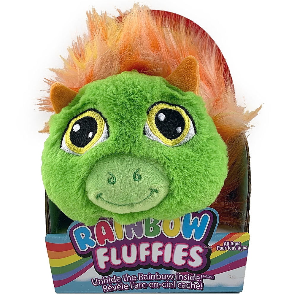 Rainbow Fluffies Animal Stuffed with Rainbows - Green Dragon - Walmart ...