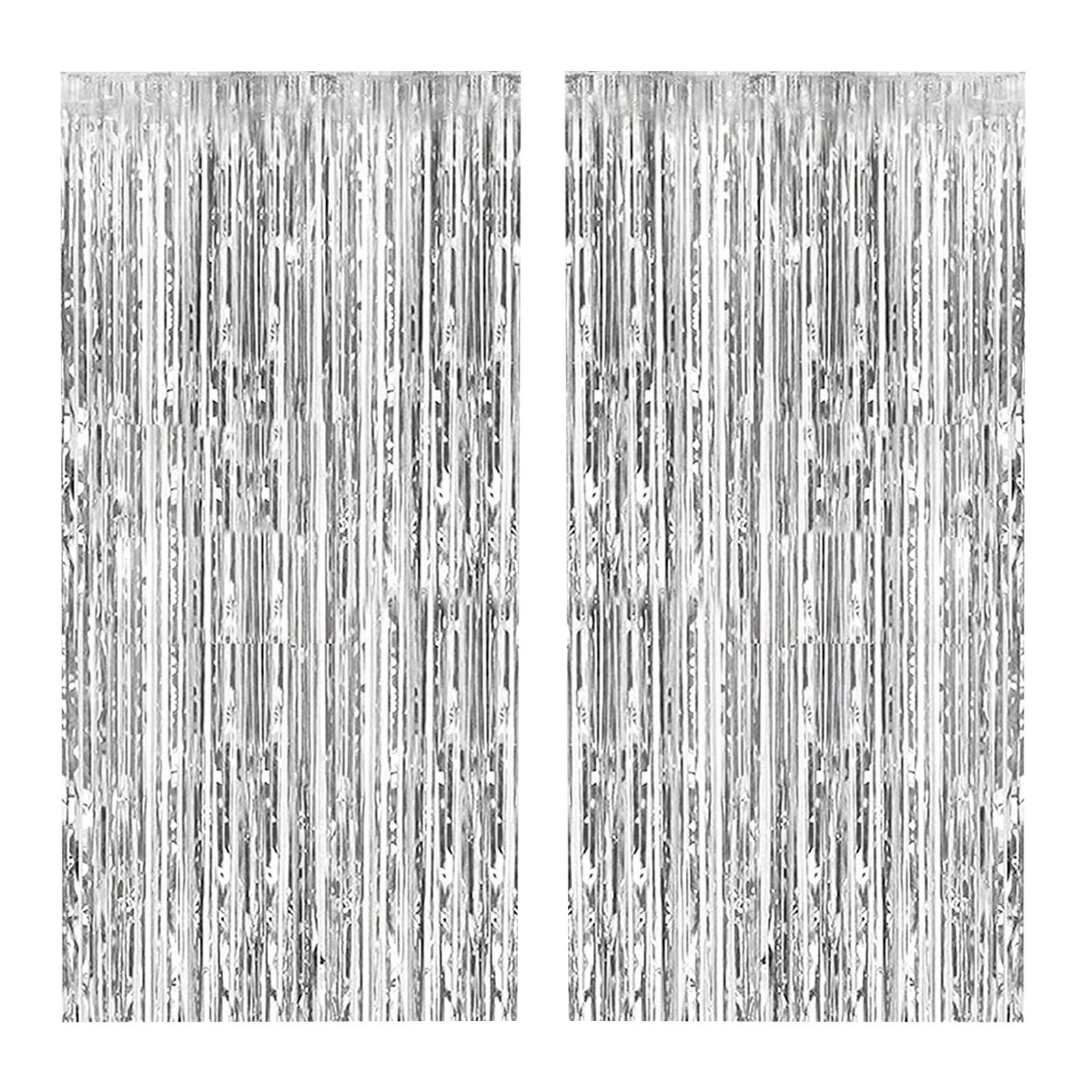 Rainbow Foil Fringe Curtains, 2 Pack Rainbow Party Decorations 98.43*39 ...
