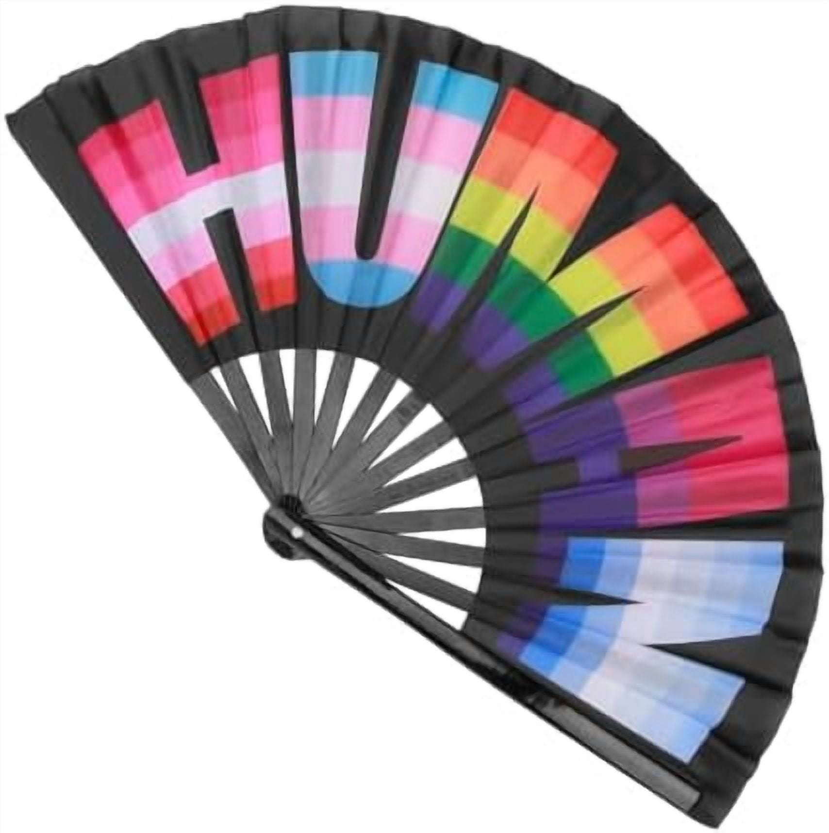 Rainbow Folding Fan Pride Hand Fan Gay Stuff Colorful Hand Held Fan ...