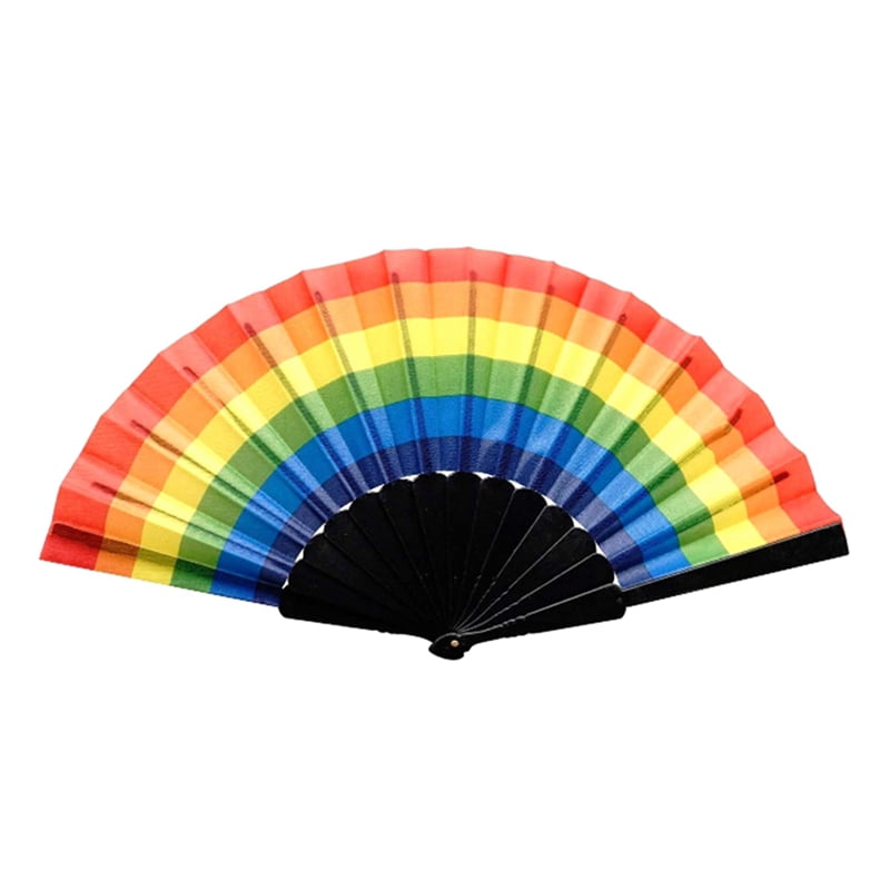 Rainbow Folding Fan Rainbow Wedding Fan Rainbow Pattern Plastic Fan ...