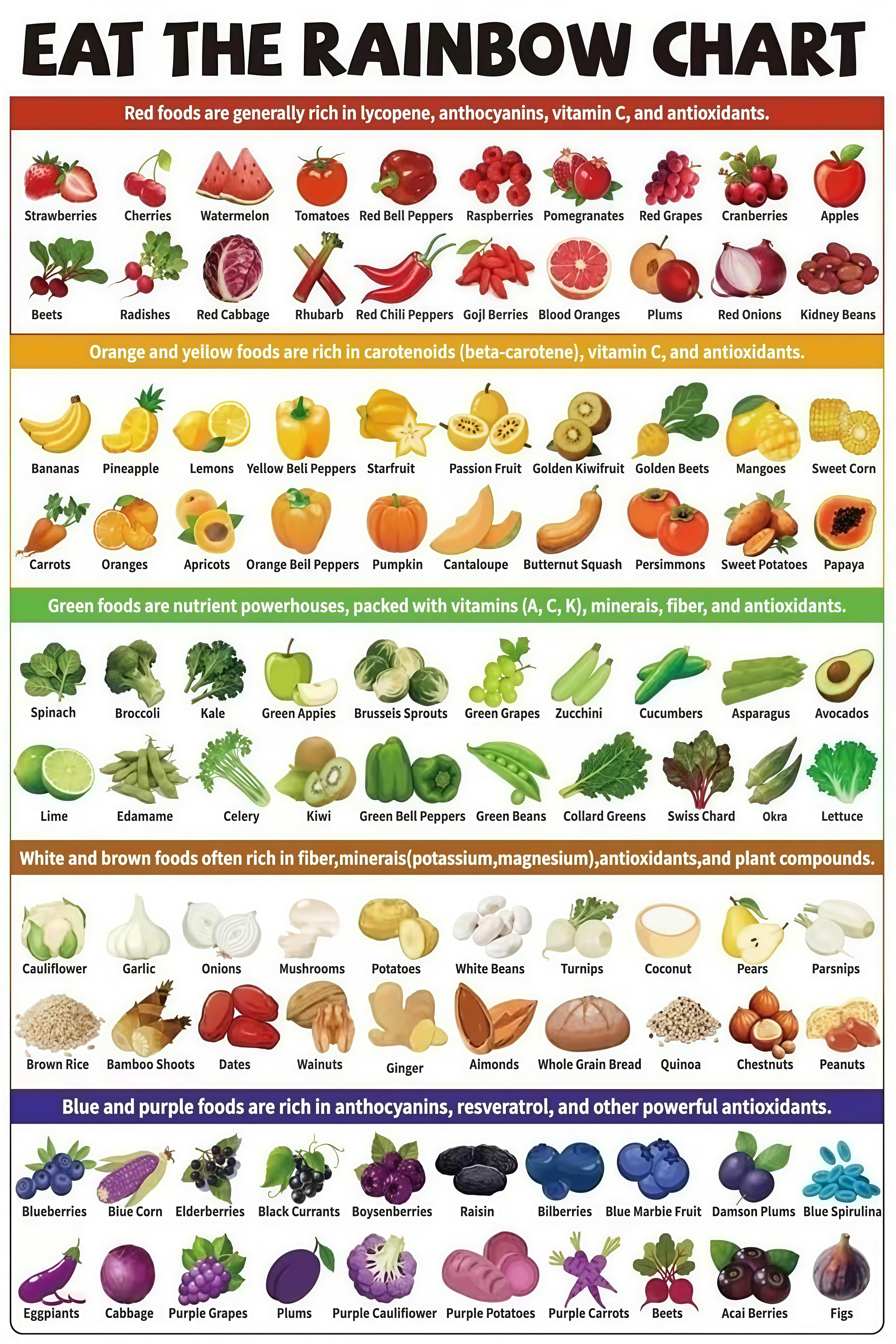 Rainbow Food Nutrition Chart colorful fruit vegetable classroom Wall ...