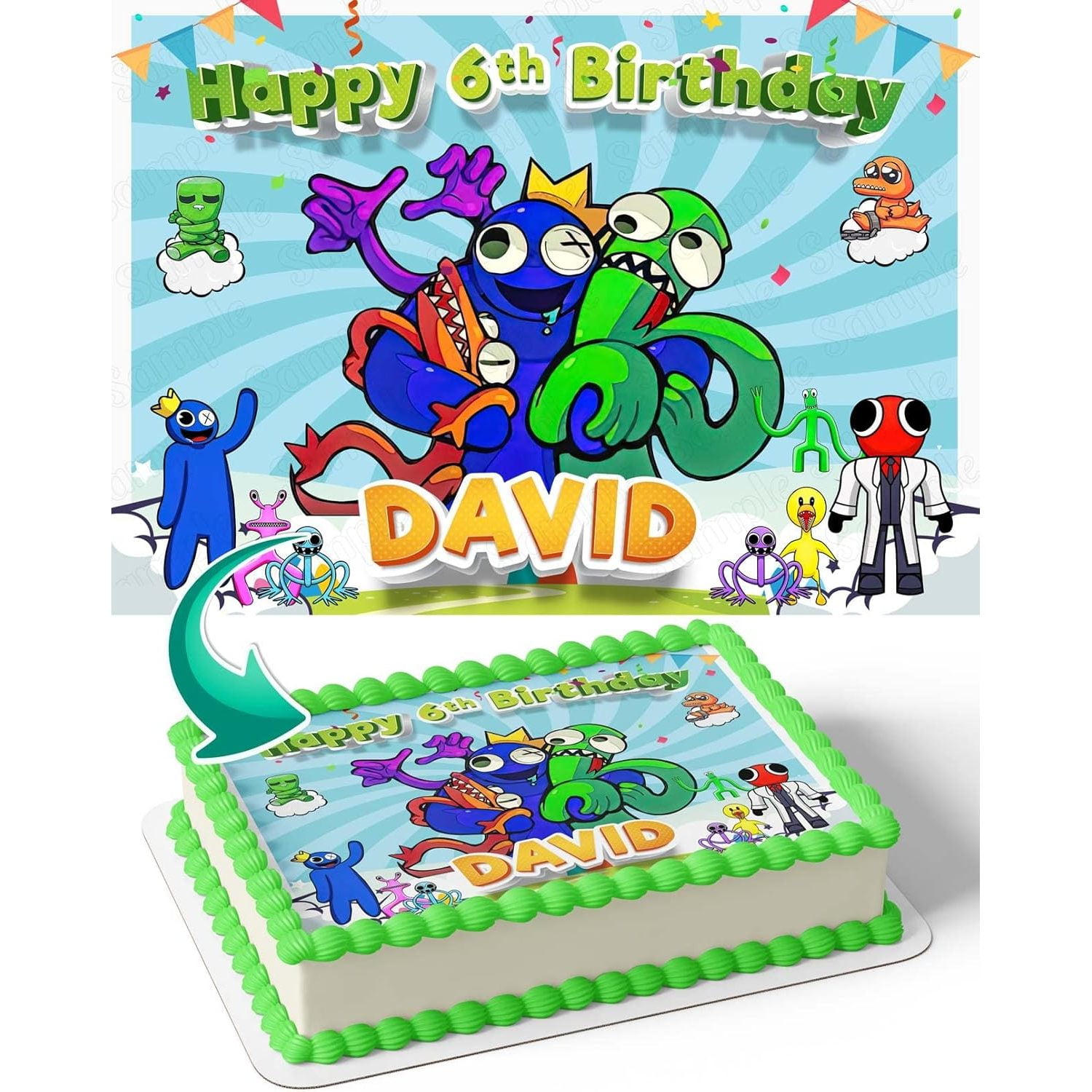 Rainbow Friends Kids Fun Edible Cake Image Topper Birthday Cake Banner ...