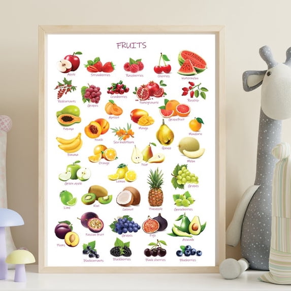 Rainbow Fruits Poster, Montessori Educational Print, Unframed Paper ...