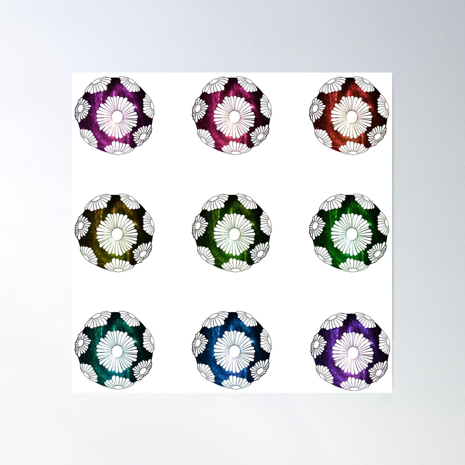 Rainbow Galaxy Daisy Globe Value Pack Poster Wall Art, Modern Wall ...