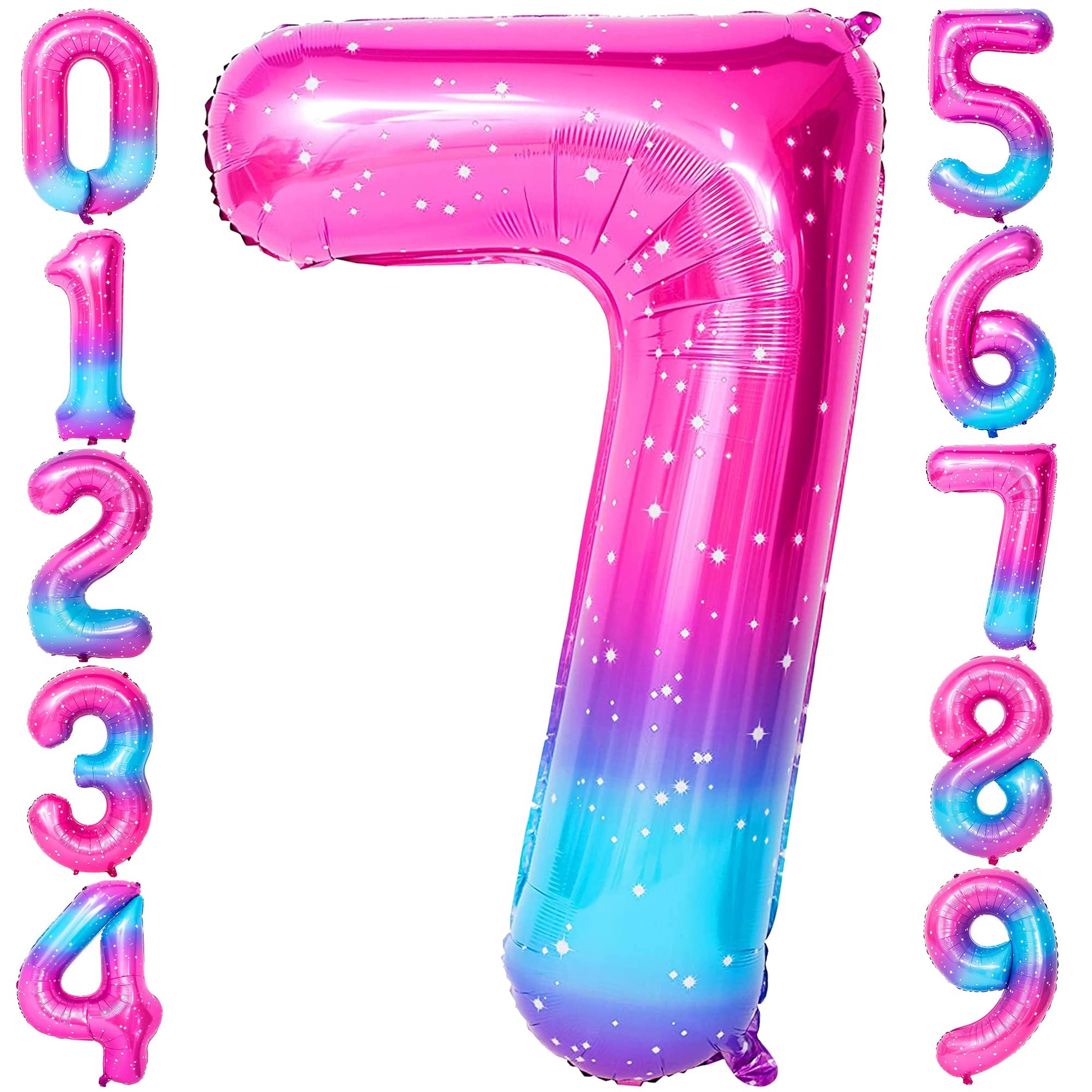 Rainbow Galaxy Number 7 Balloon Bundle - 40 Inch Jumbo Balloon Set for ...