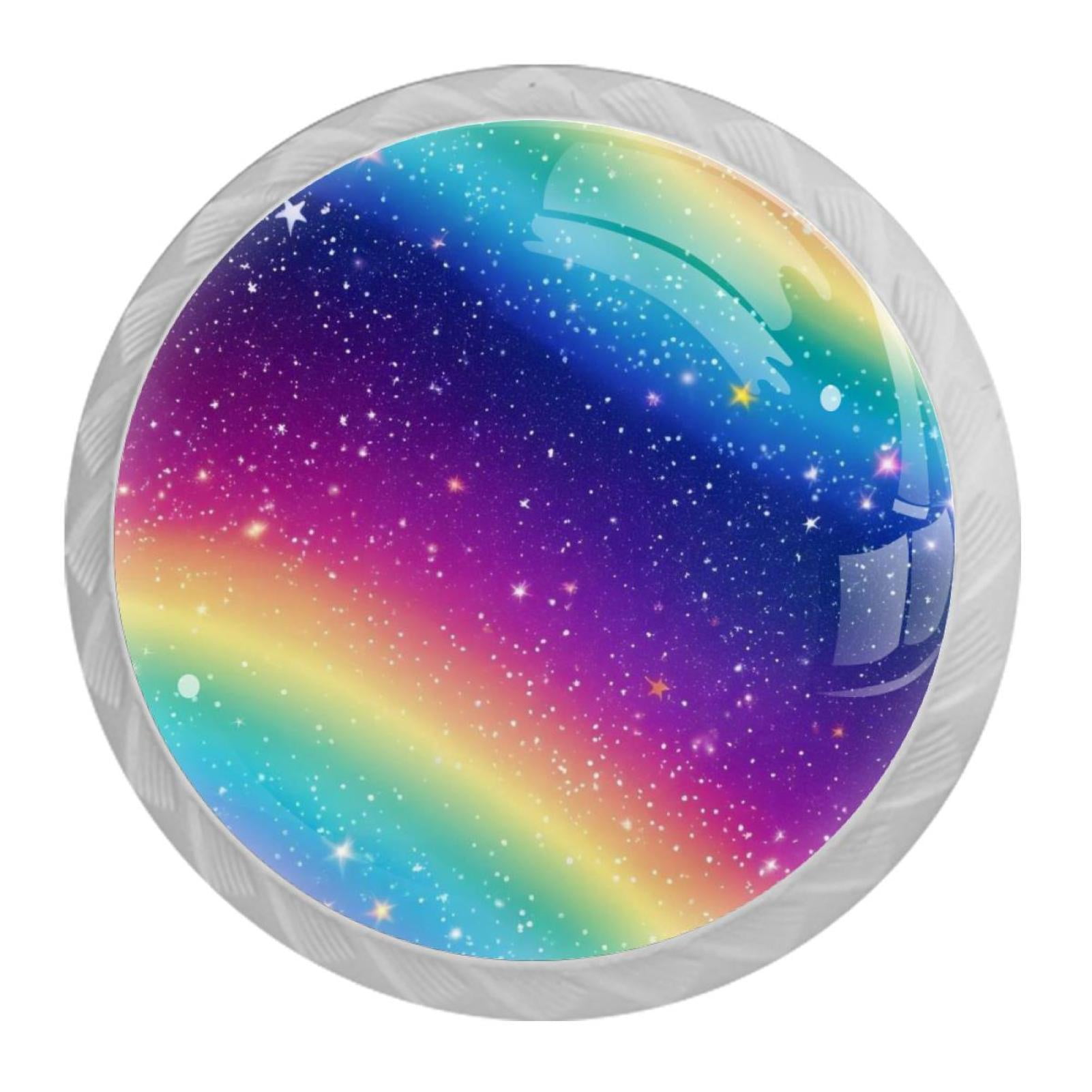Rainbow Galaxy Pretty Drawer Knobs, 4 Piece Set Decorative Kitchen ...