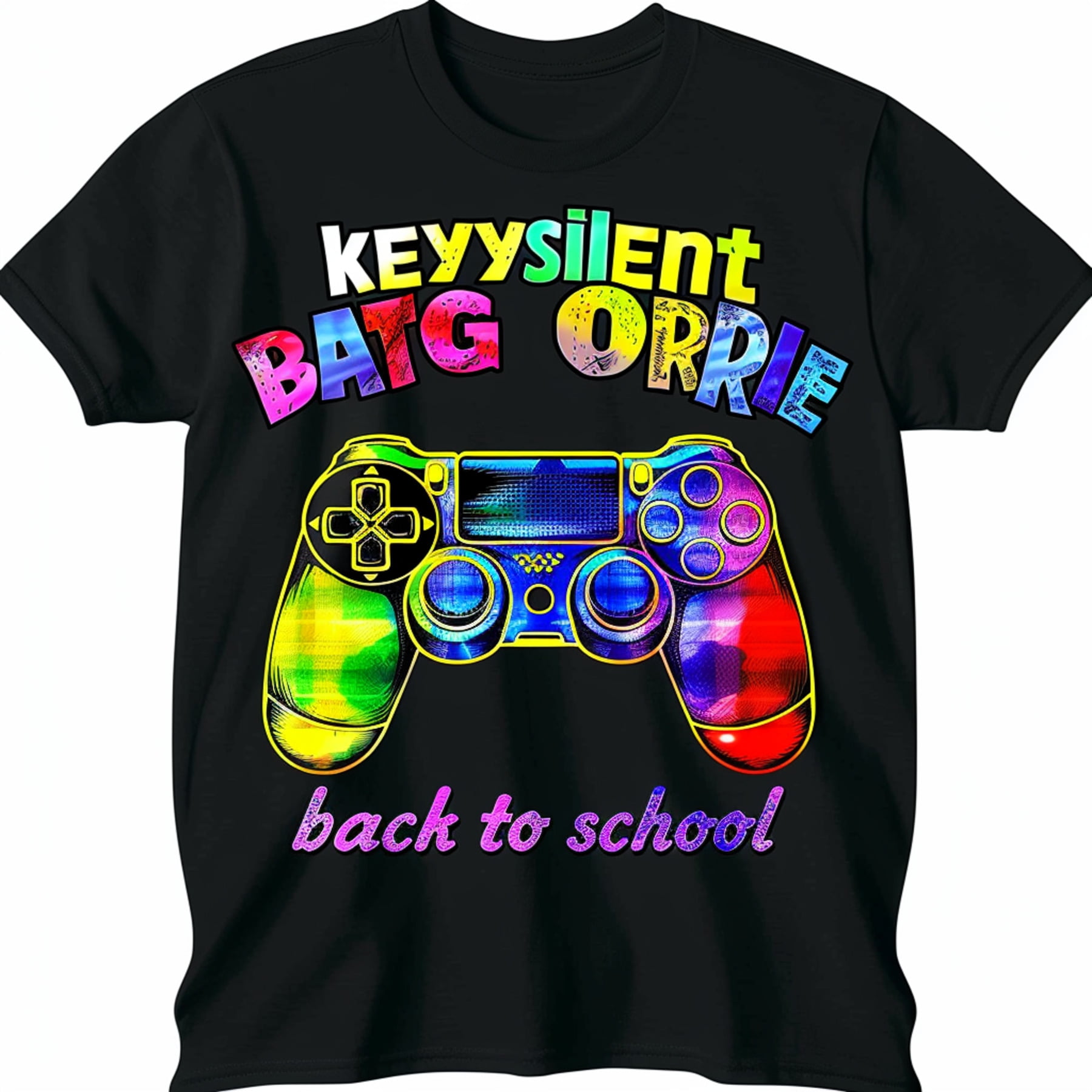 Rainbow Game Over Controller Back to School Black T Shirt Vector ...