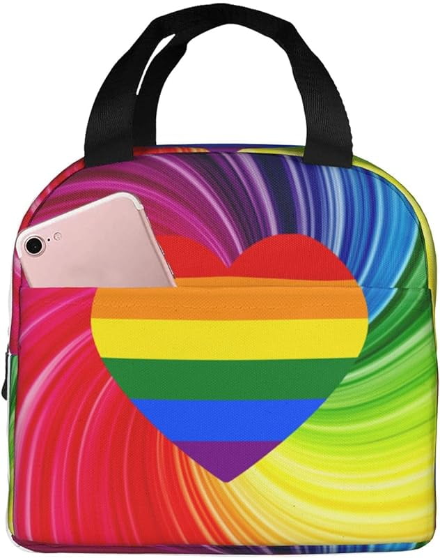 Rainbow Gay Colorful Heart Lgbt Lunch Bag Insulated Lunch Box Heat