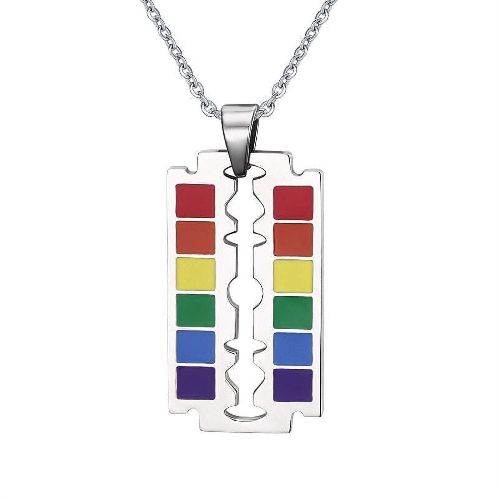 Rainbow Gay Lesbian LGBT Pride Stainless Steel Titanium Necklace For ...