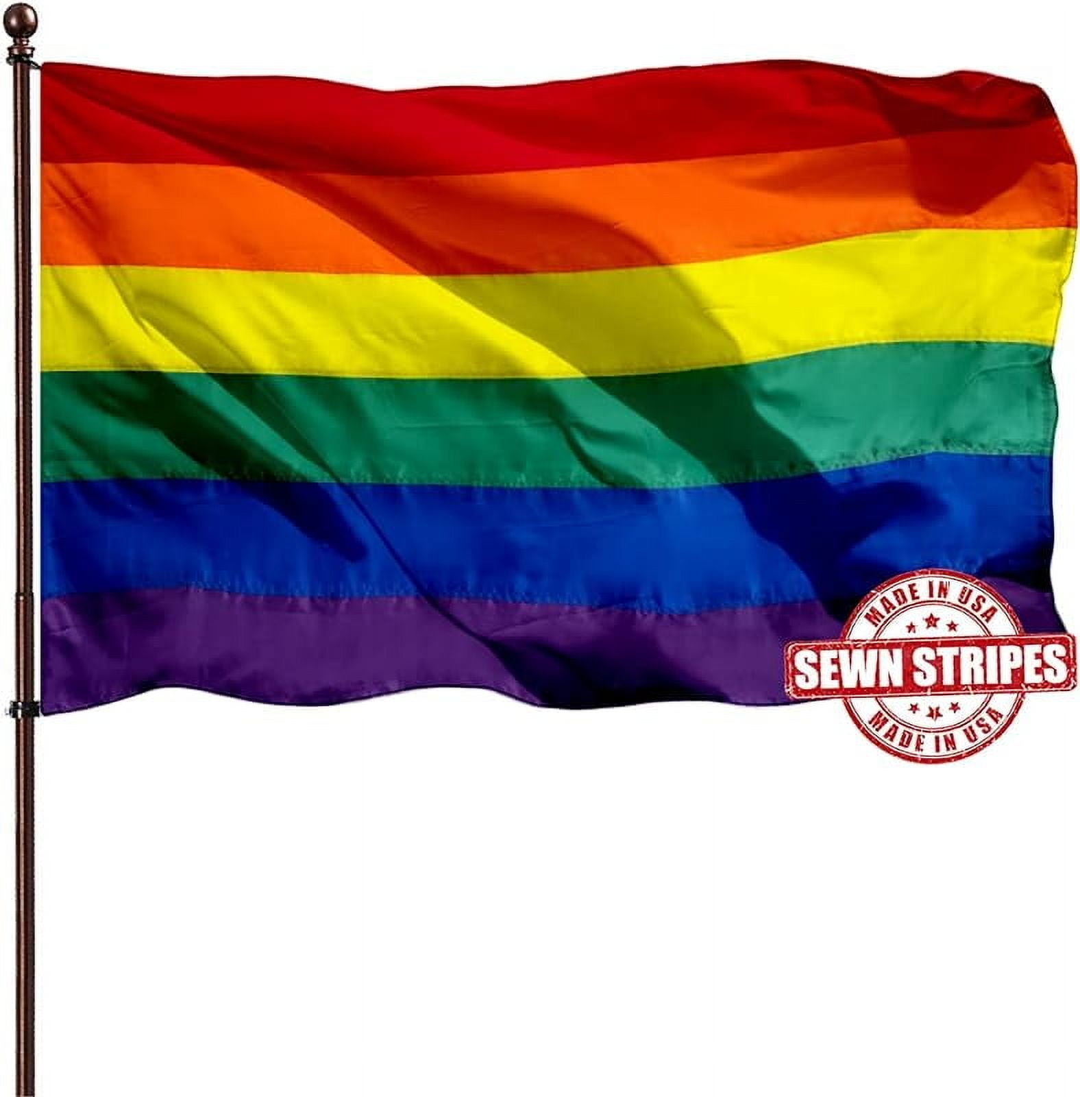 Rainbow Gay Pride Flag 3x5 Outdoor (Sewn Stripes ),UV Fading Resistant ...