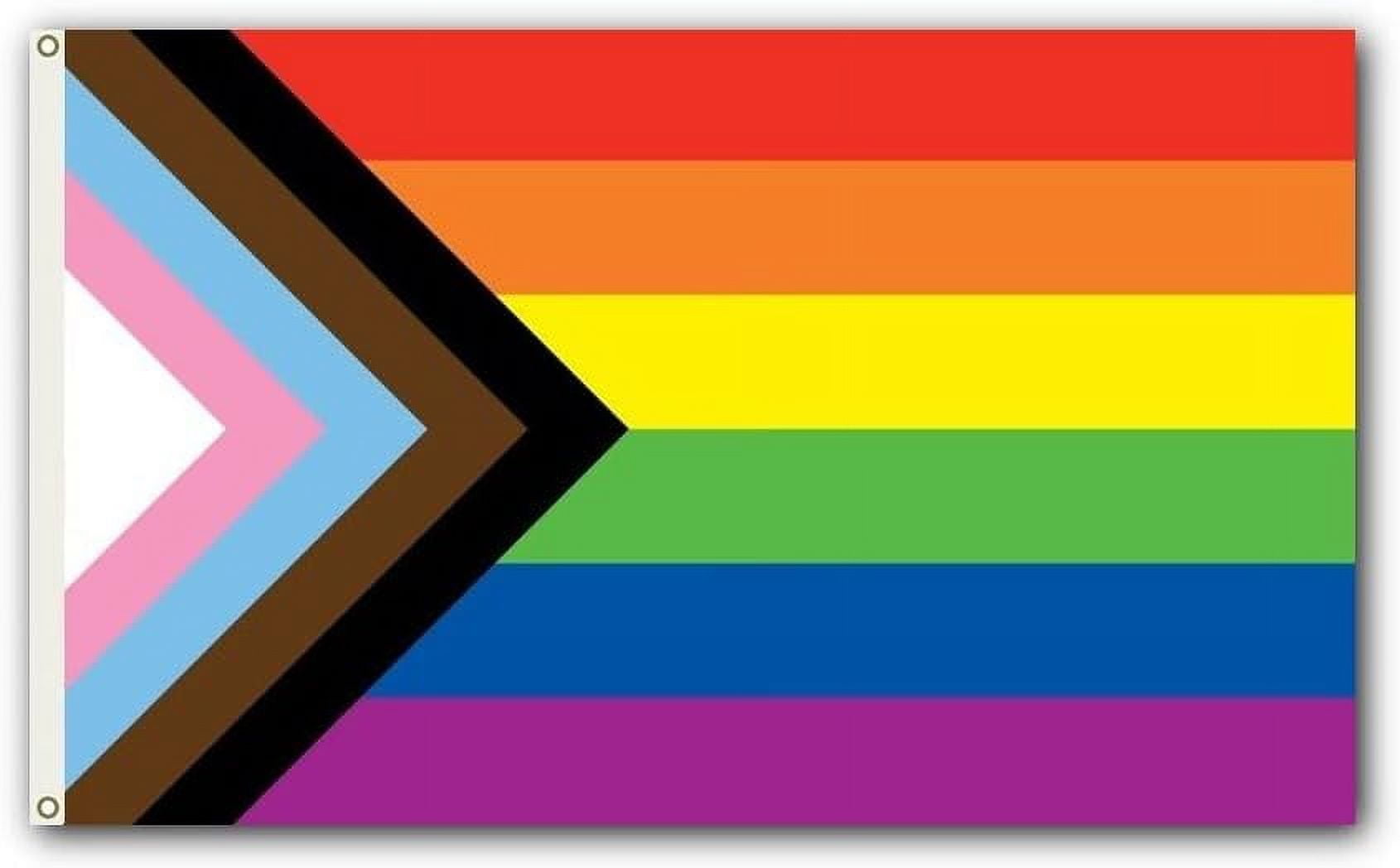 Rainbow - Gay Progressive Pride Outdoor Flag - 3Ply Polyester, Heavy ...