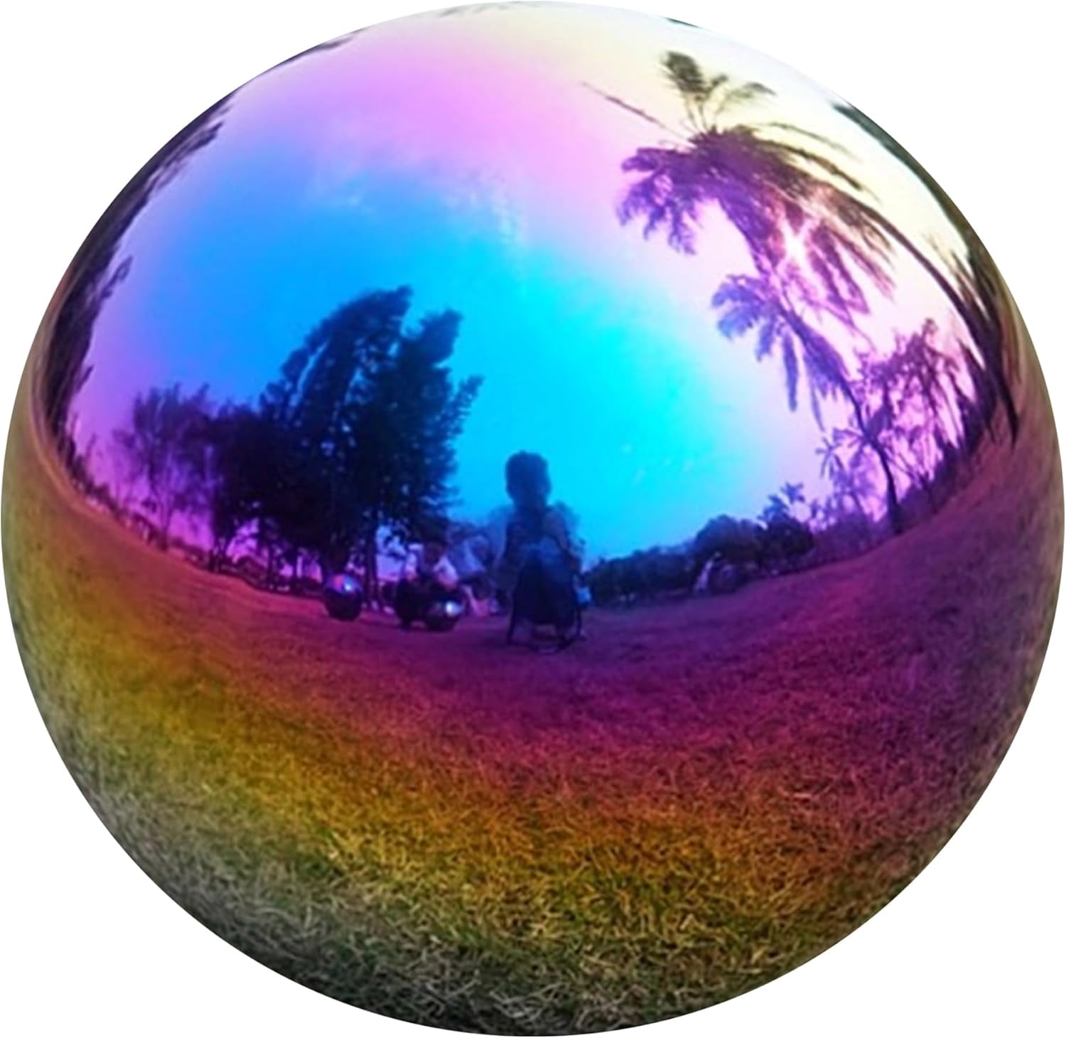 Rainbow Gazing Globe Mirror Ball: Polished Stainless Steel Gazing Ball ...