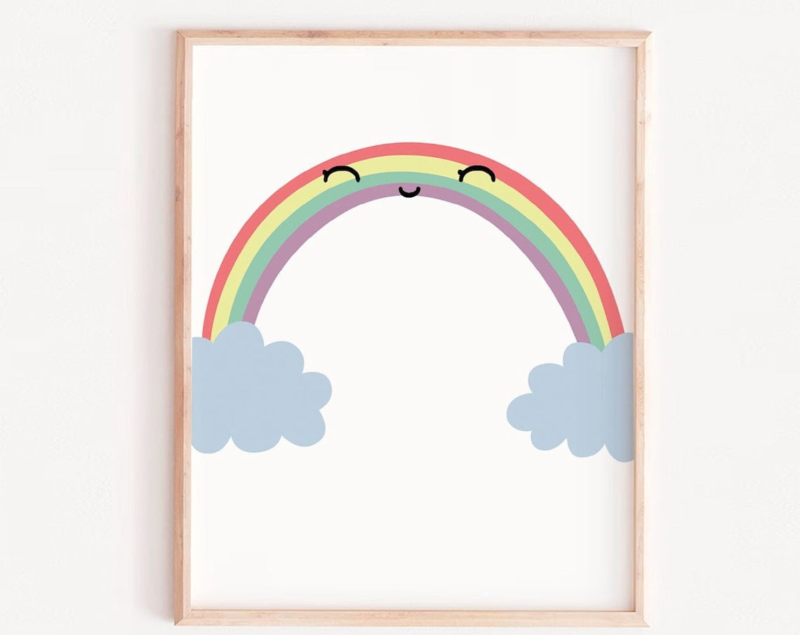 Rainbow Girls Art, Nursery Art Print, Somewhere Over The Rainbow Art ...