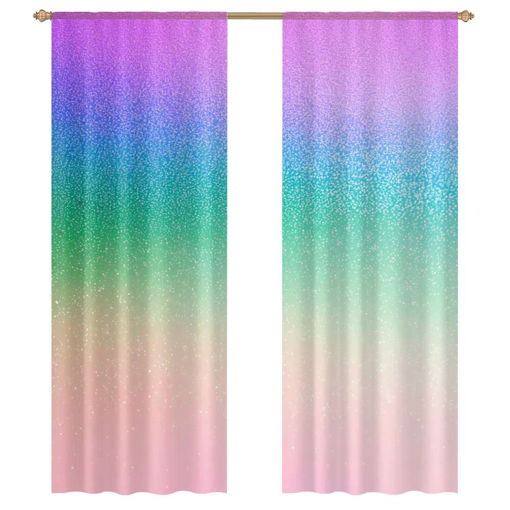 Rainbow Glitter Background Modern Tulle Window Curtains for Living Room ...