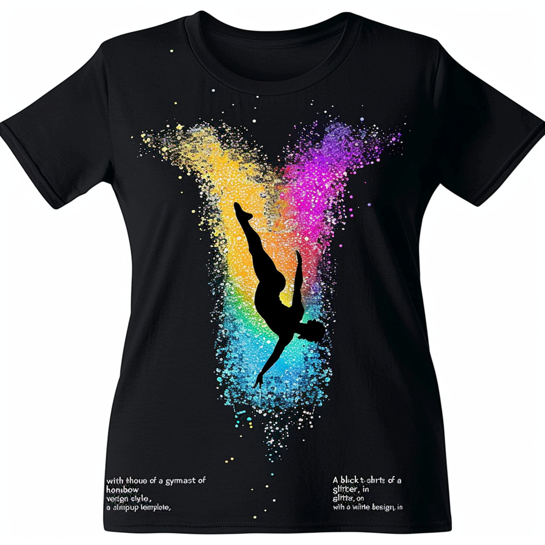 Rainbow Glitter Gymnast Handstand Vector Illustration Black TShirt ...