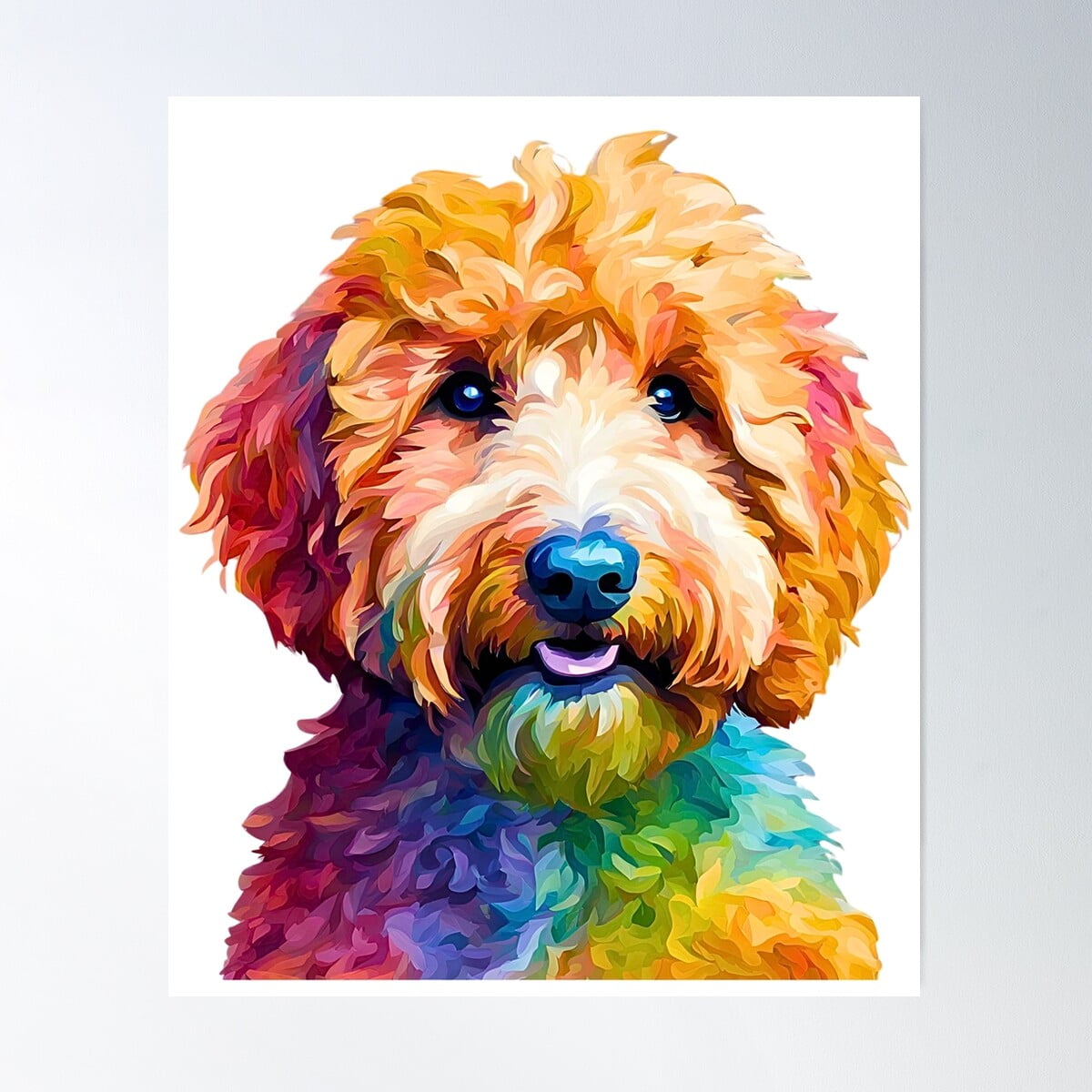 Rainbow Goldendoodle Impressionism Poster Wall Art, Modern Wall Decor ...