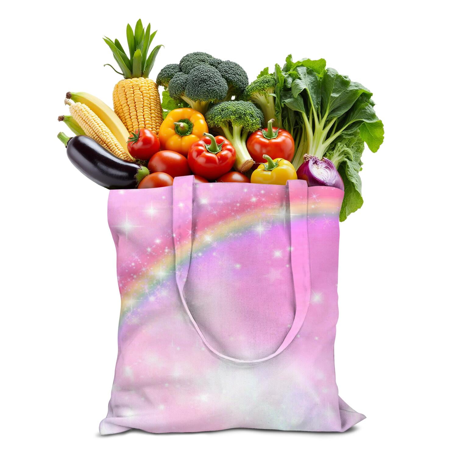 Rainbow Gradient Canvas Bag, Reusable Tote with Multicolor Artistic ...