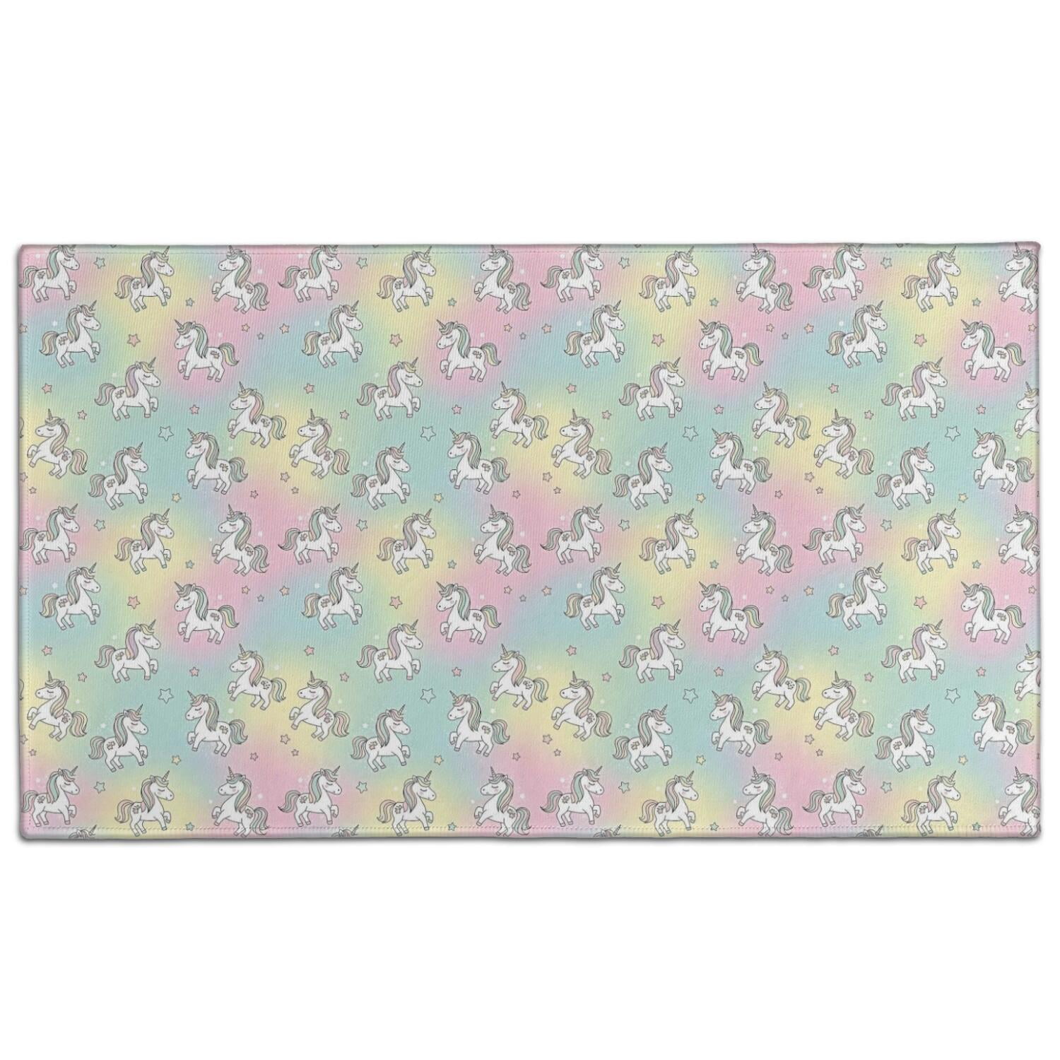 Rainbow Gradient Cartoon Unicorn Pattern Door Rugs,Washable Non Slip ...