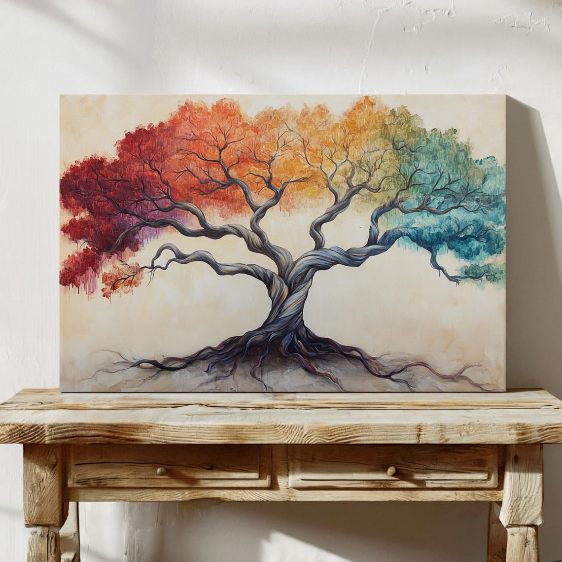 Rainbow Gradient Tree Wall Art - Vibrant Multicolor Hangable Artwork ...