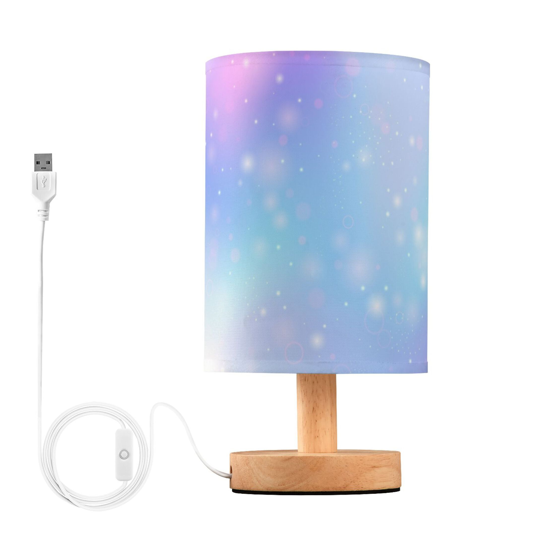 Rainbow Gradient with Blue Bedside Table Lamp LED Warm Lights with USB ...