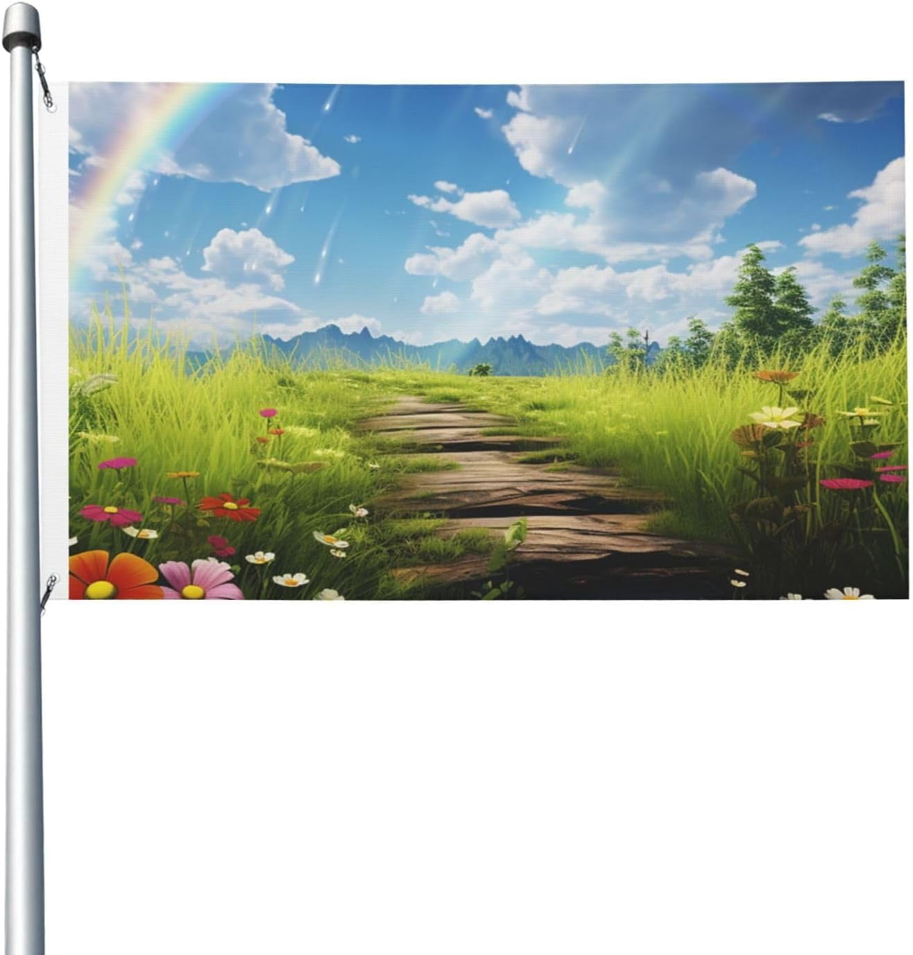 Rainbow Green Grass Flag 4.85x8 ft Flags for Outside Funny Banner ...
