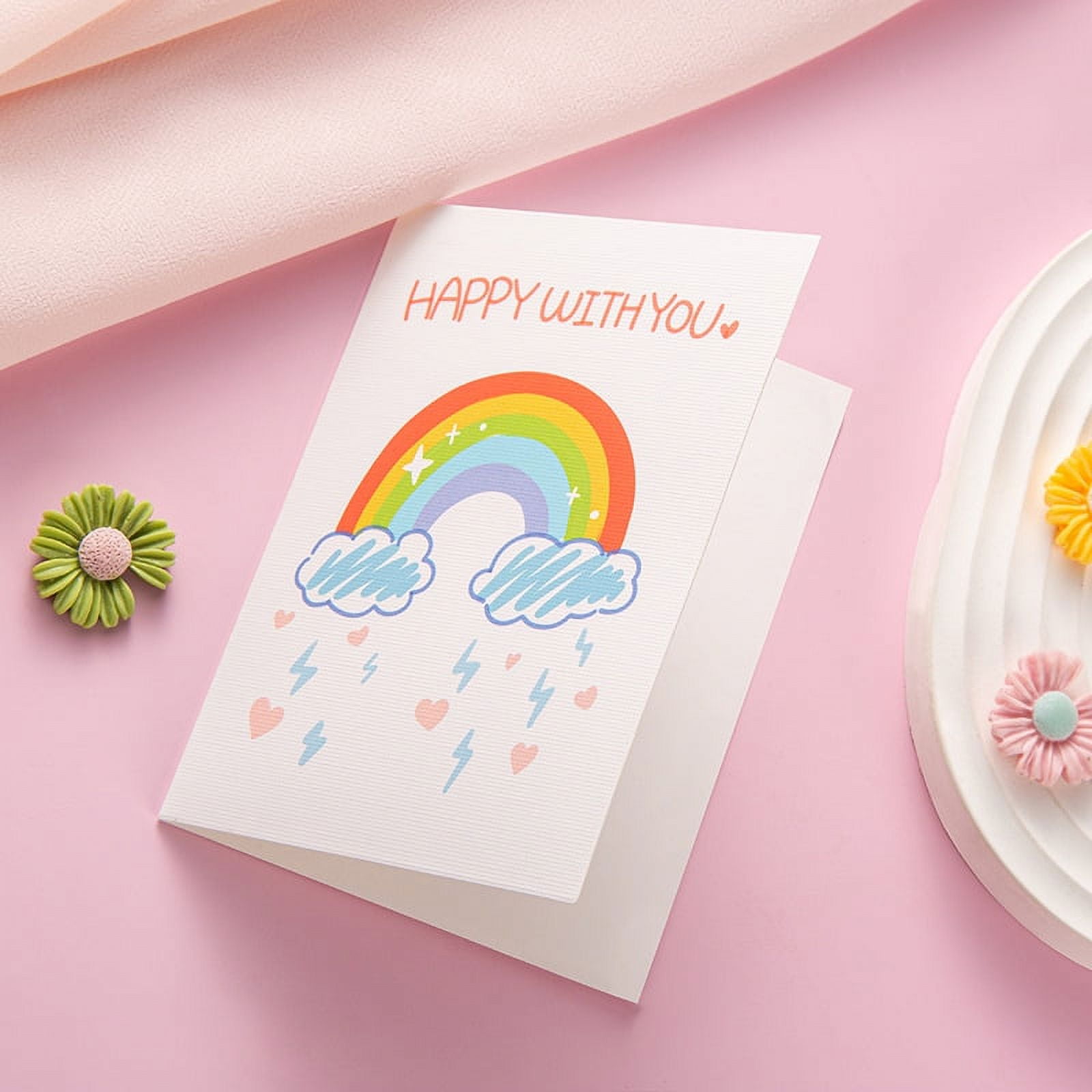 Rainbow Greeting Card – "Happy With You" Message with Colorful Design ...
