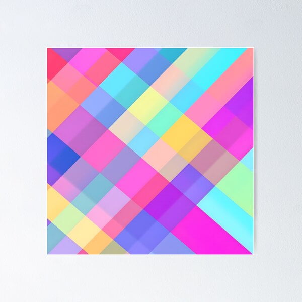 Rainbow Grid: A Vibrant Geometric Pattern Poster Wall Art, Modern Wall ...