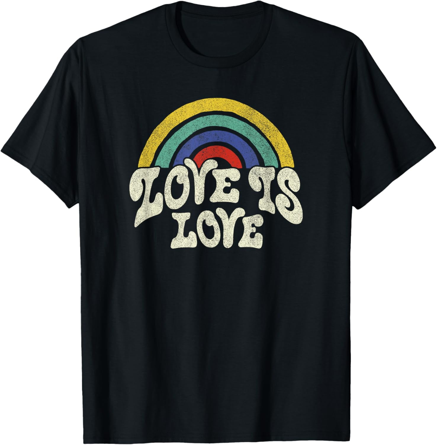 Rainbow Groovy Font Love Is Love T-Shirt men and women can wear, black ...