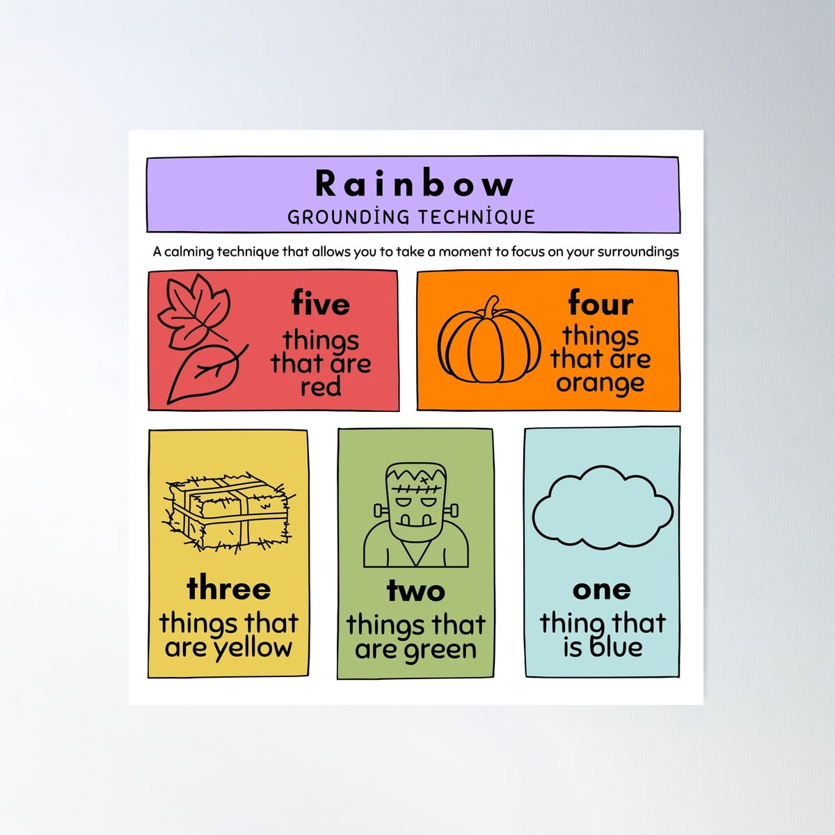 Rainbow Grounding Technique Poster Wall Art, Modern Wall Decor For ...
