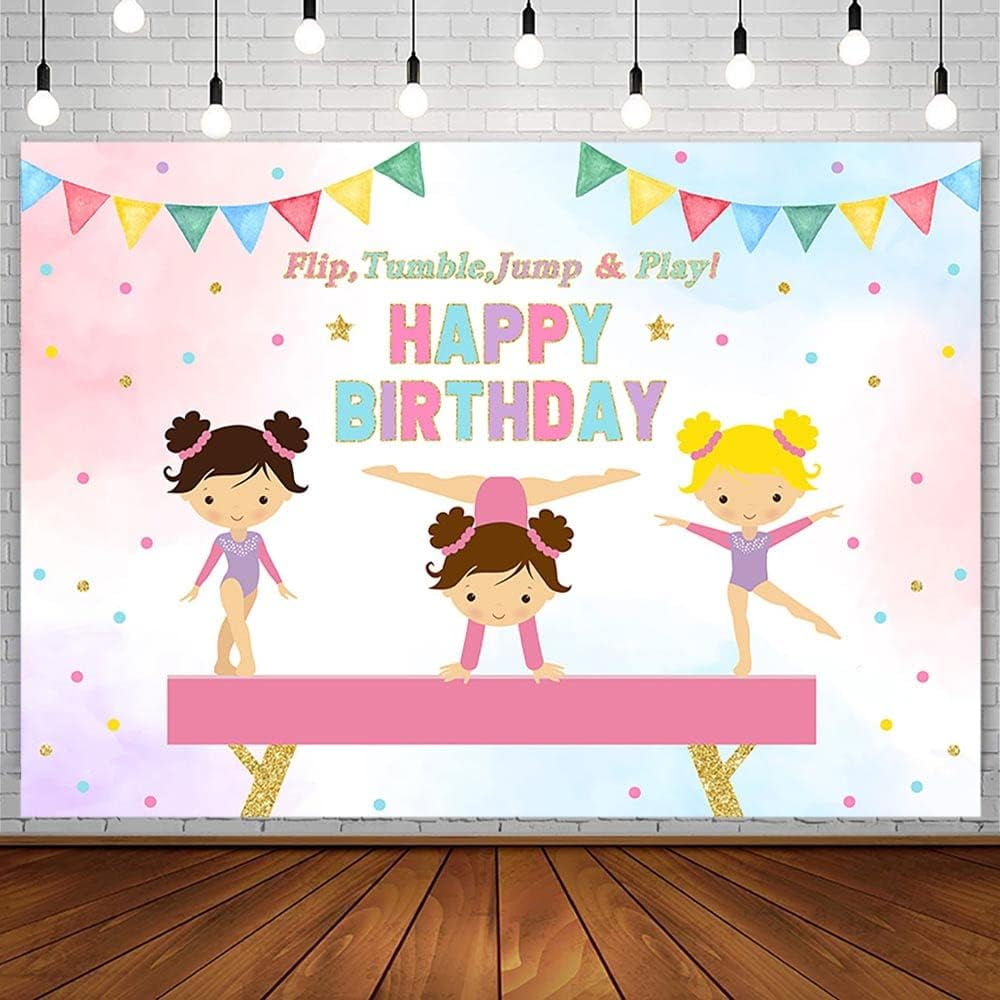 Rainbow Gymnastics Birthday Backdrop Gymnasts Birthday Party ...