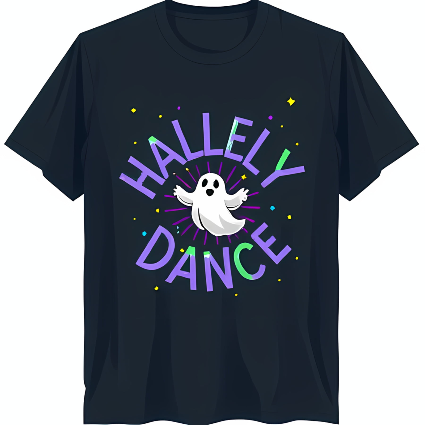 Rainbow 'Hallow Dance' Black T-Shirt with Ghost & Stars Design for ...