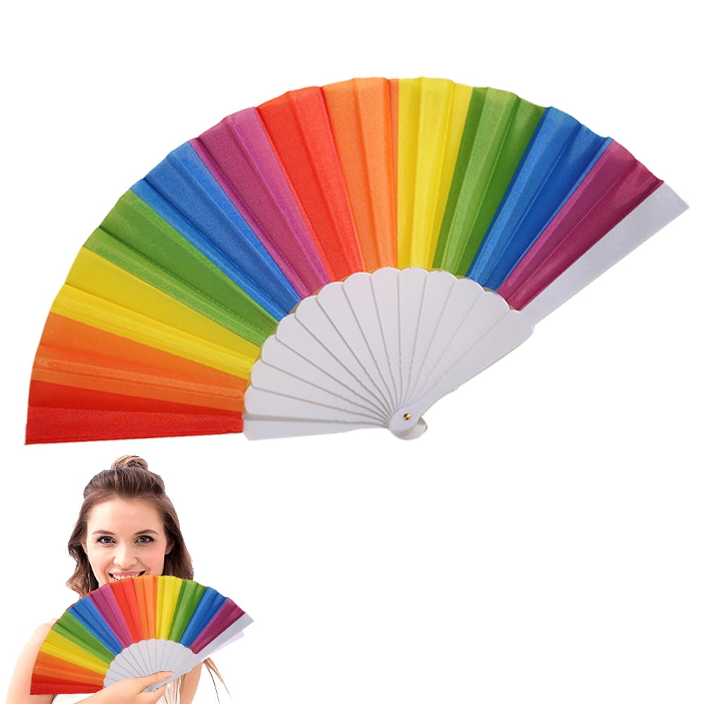 Rainbow Hand Fans Set 10pcs Rainbow Hand Fans, Pride Fan Folding Hand ...