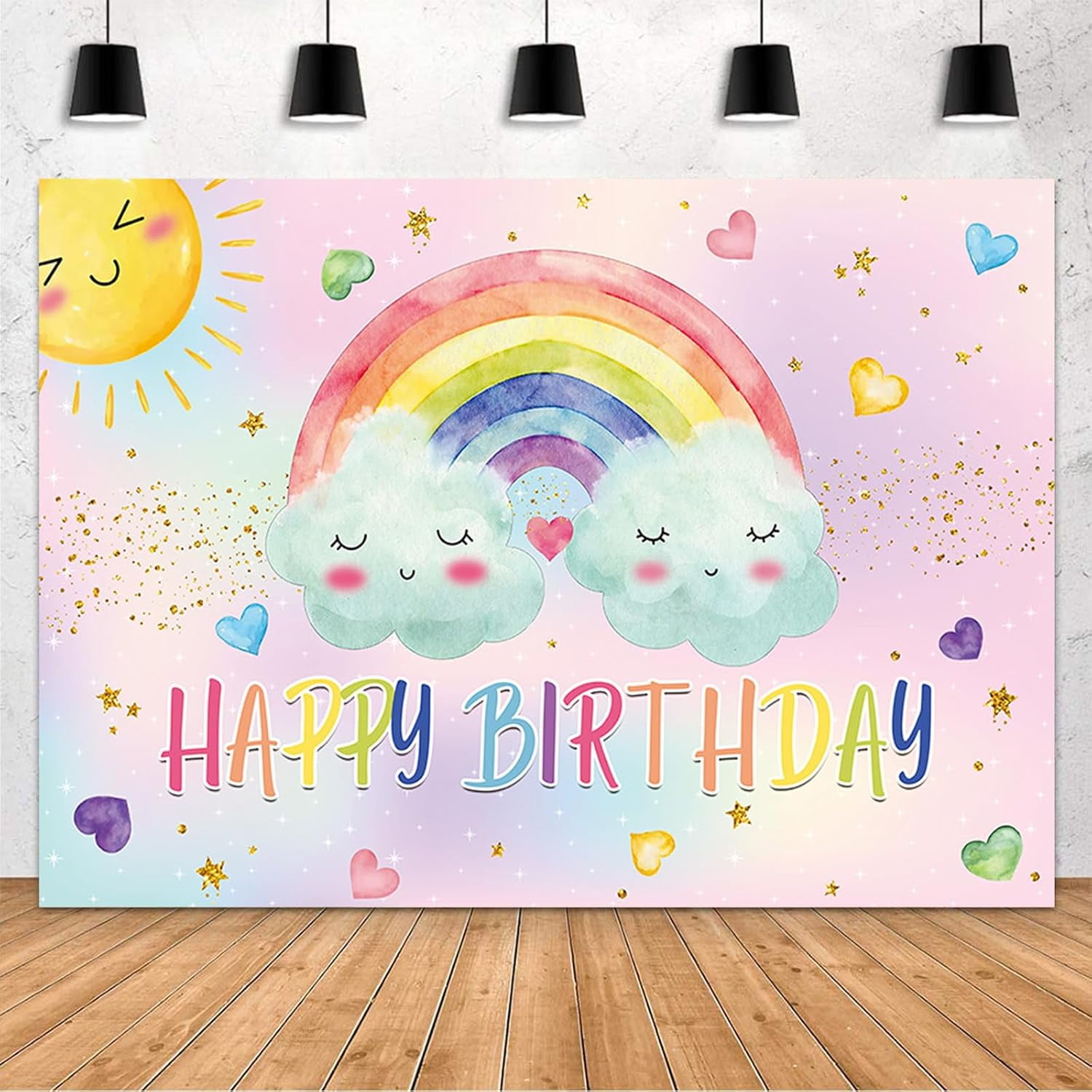 Rainbow Happy Birthday Backdrop for Girls Rainbow Happy Birthday ...