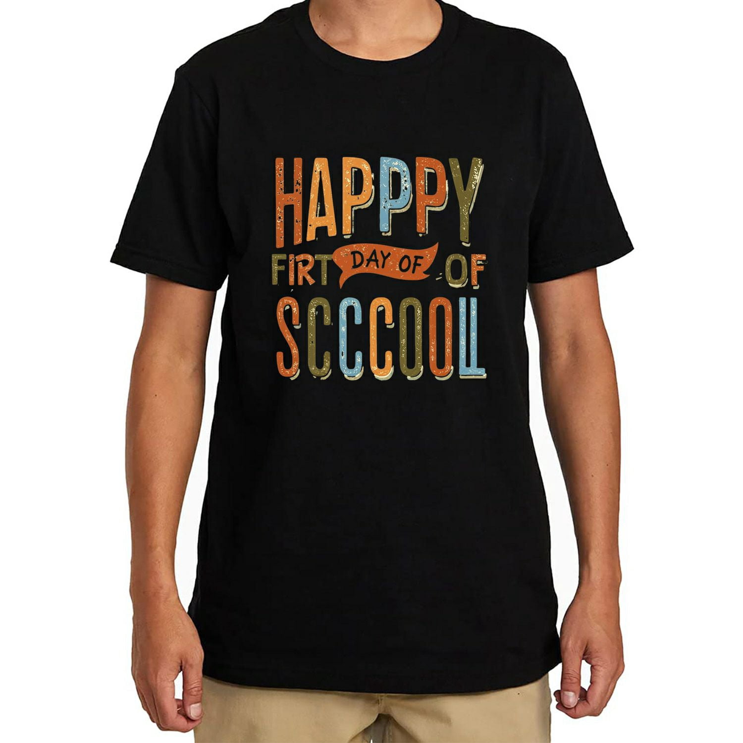 Rainbow Happy First Day of Preschool Welcome Back to School Mens T ...