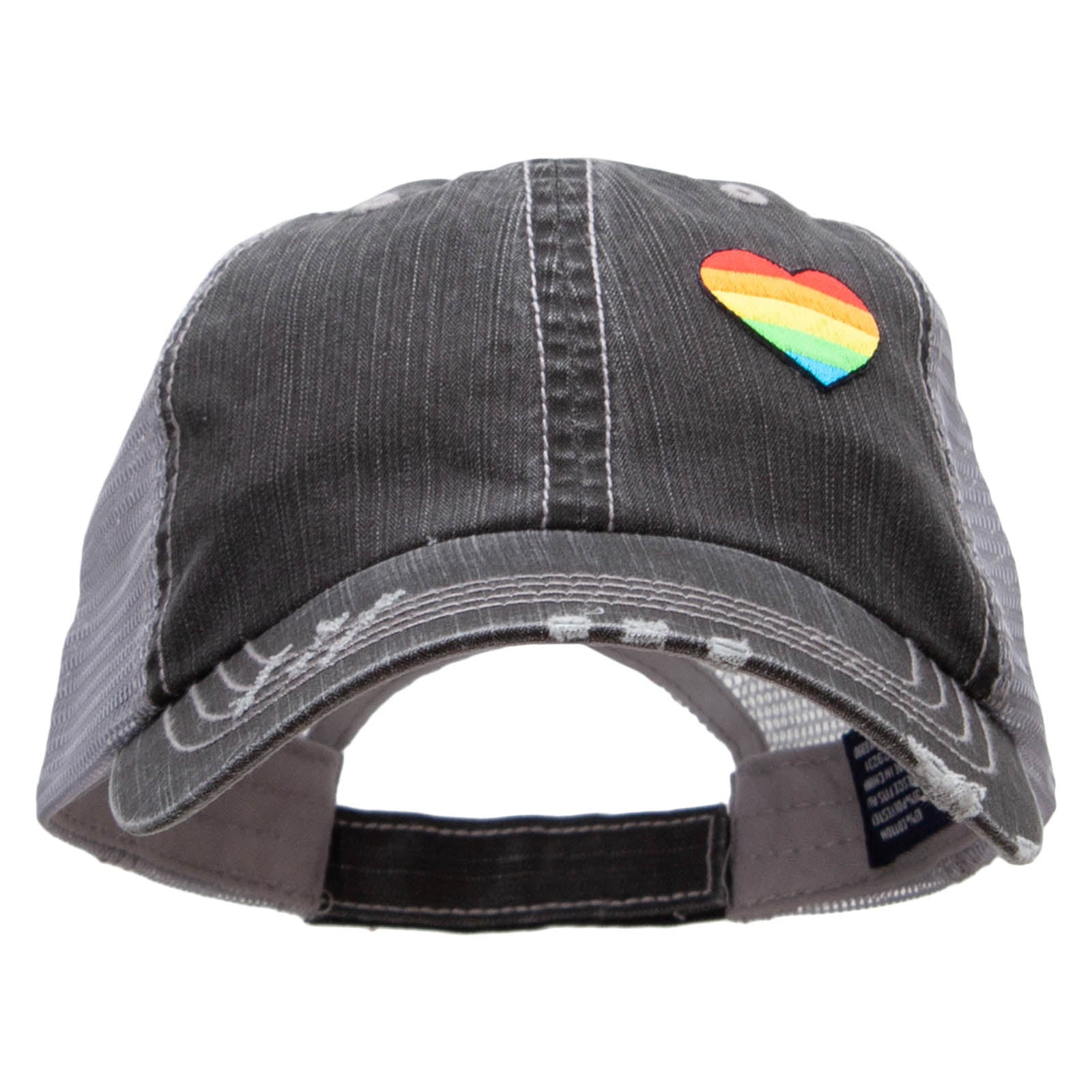 Rainbow Hart Shaped Patched Low Profile Special Cotton Mesh Cap - Black ...